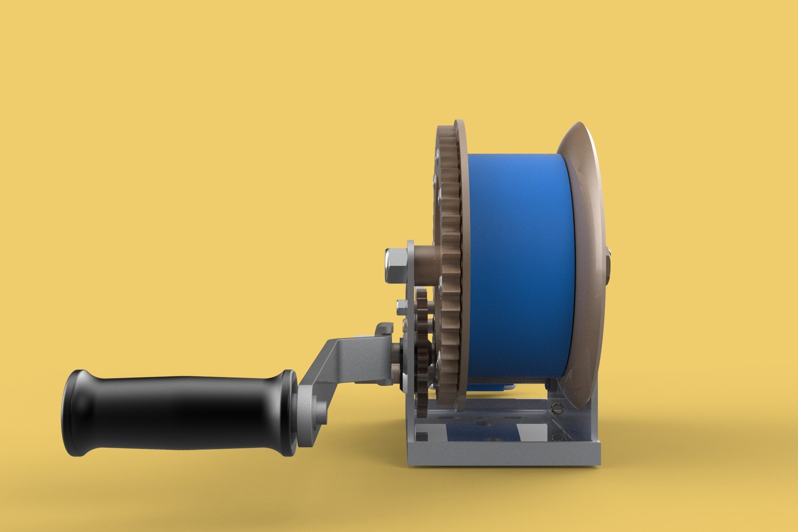 3D Model MANUAL ROTARY HAND CRANK WINCH HOIST BELT WEBBING STRAP CRANE ...