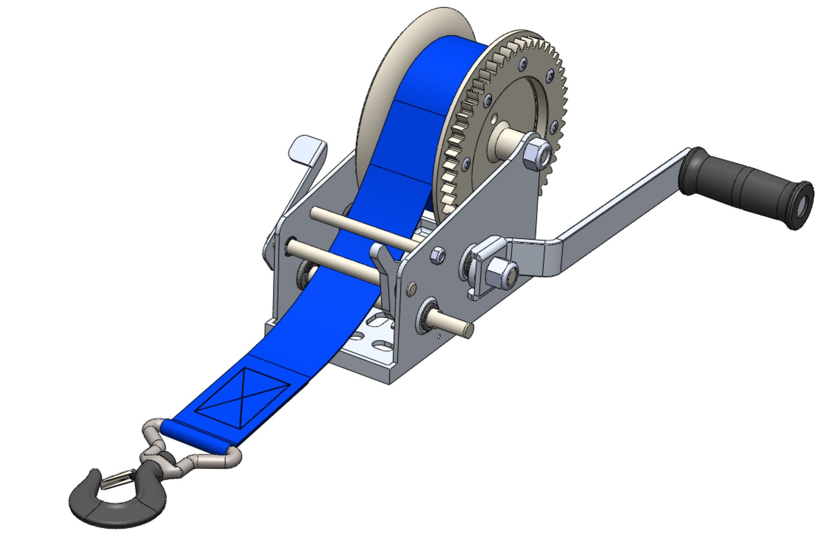 3D Model MANUAL ROTARY HAND CRANK WINCH HOIST BELT WEBBING STRAP CRANE ...
