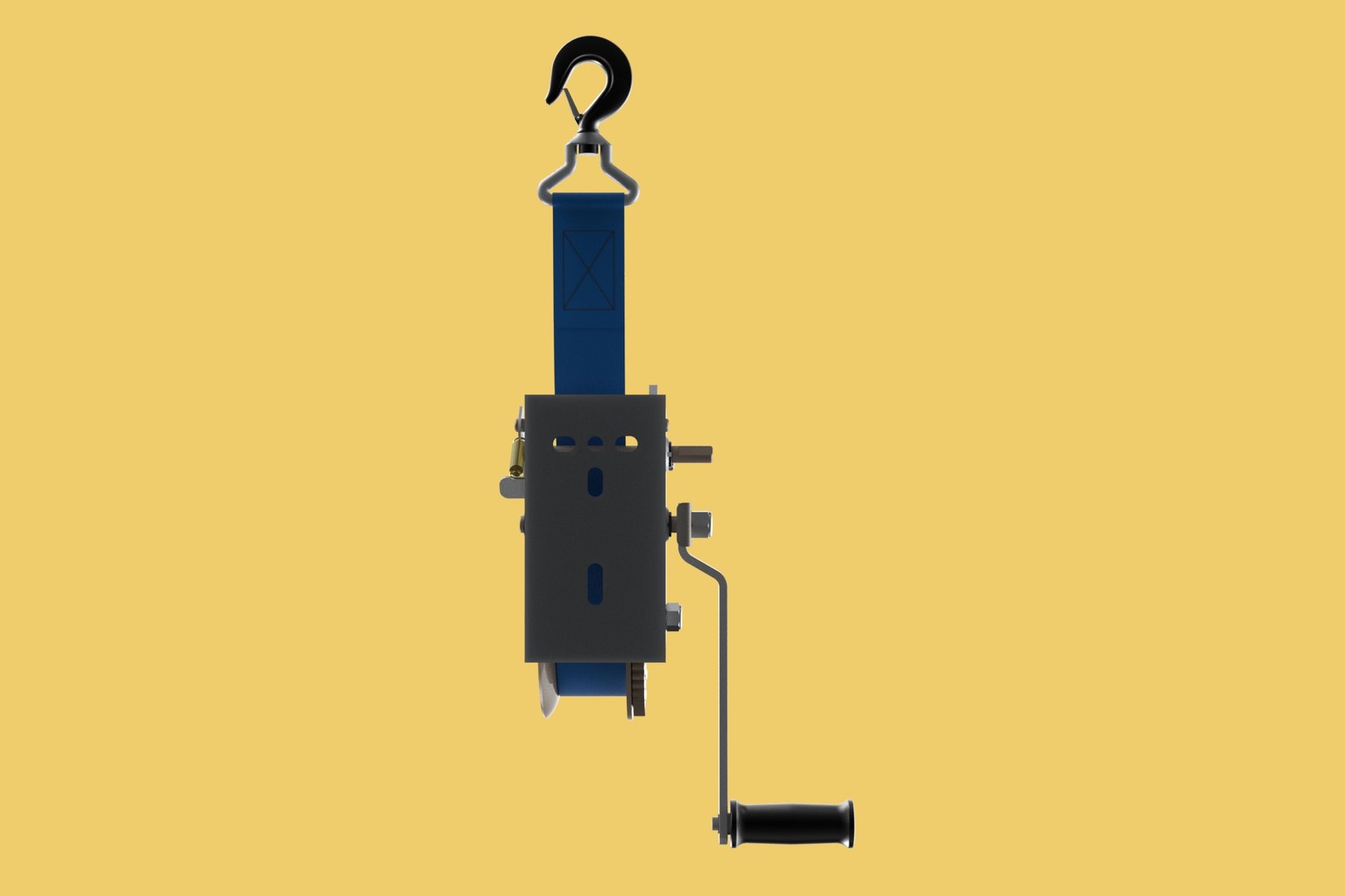 3D Model MANUAL ROTARY HAND CRANK WINCH HOIST BELT WEBBING STRAP CRANE ...