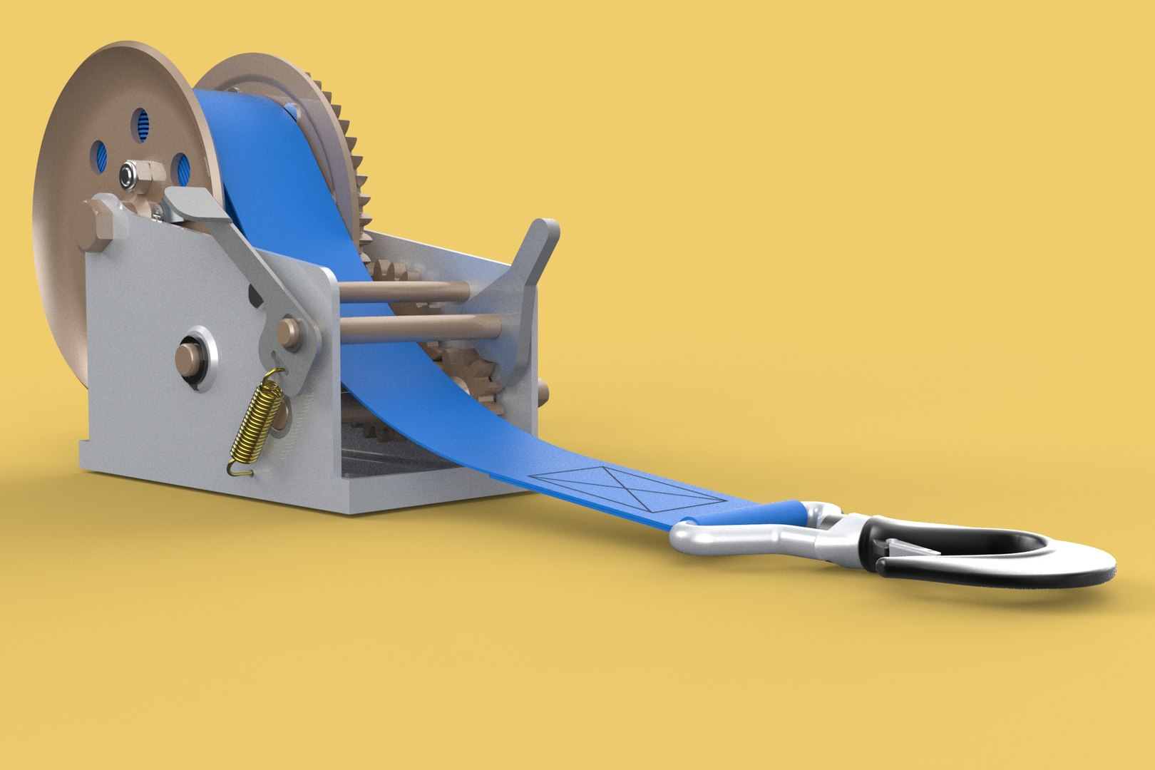 3D Model MANUAL ROTARY HAND CRANK WINCH HOIST BELT WEBBING STRAP CRANE ...