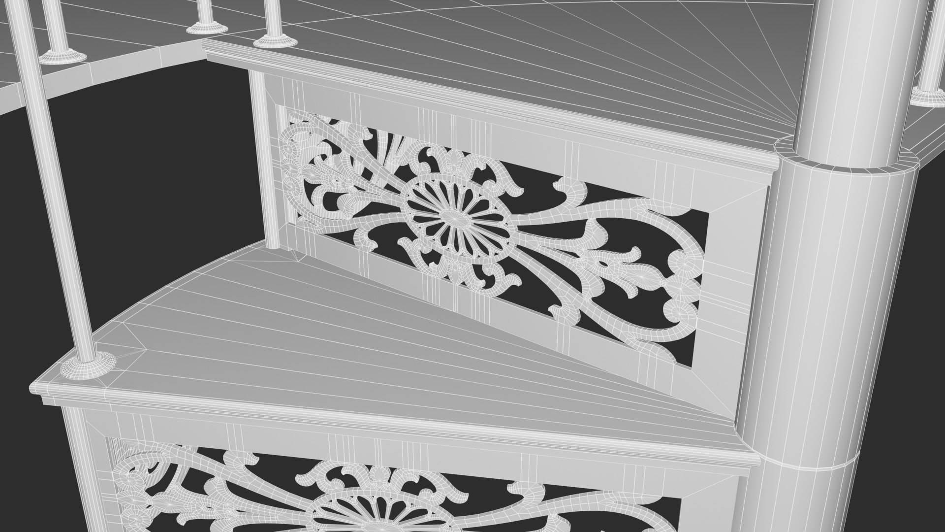 Stylish spiral stairs segmented 3D - TurboSquid 1502910