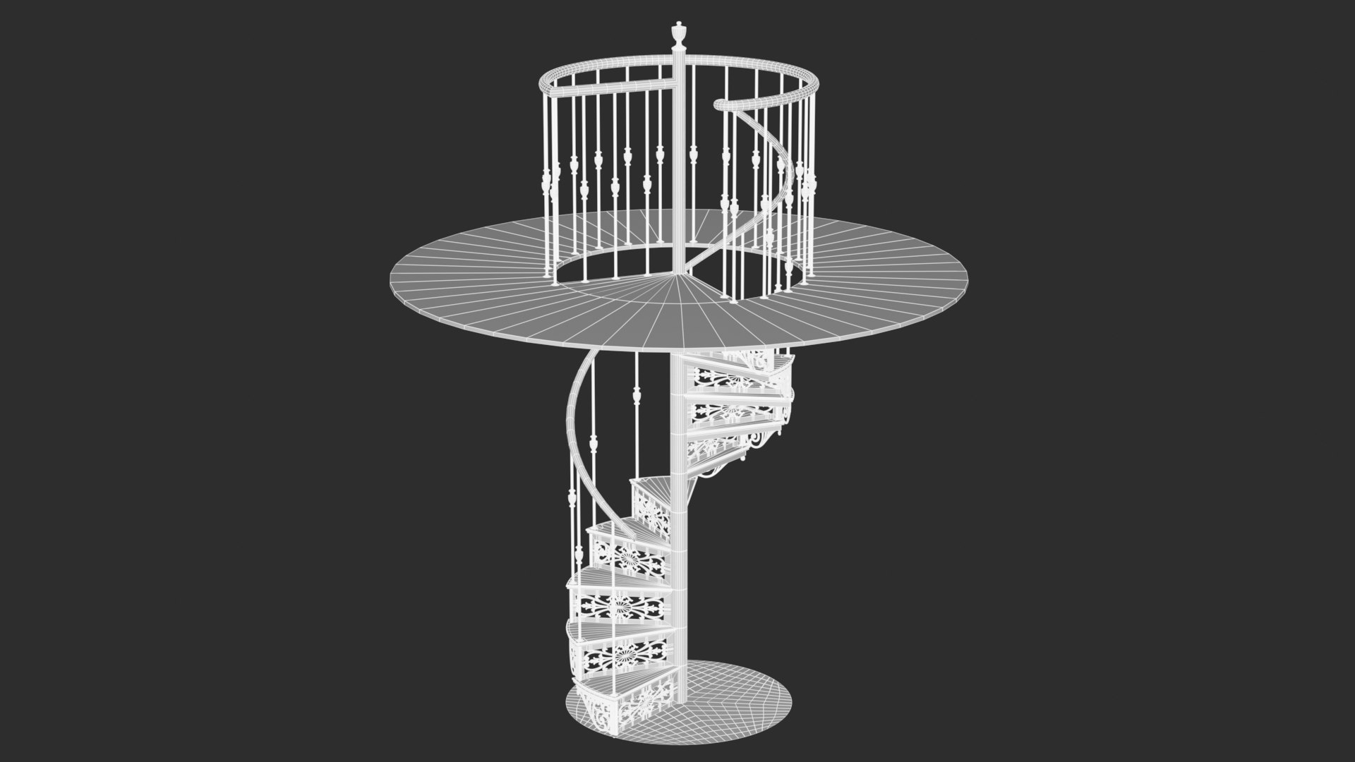 Stylish spiral stairs segmented 3D - TurboSquid 1502910