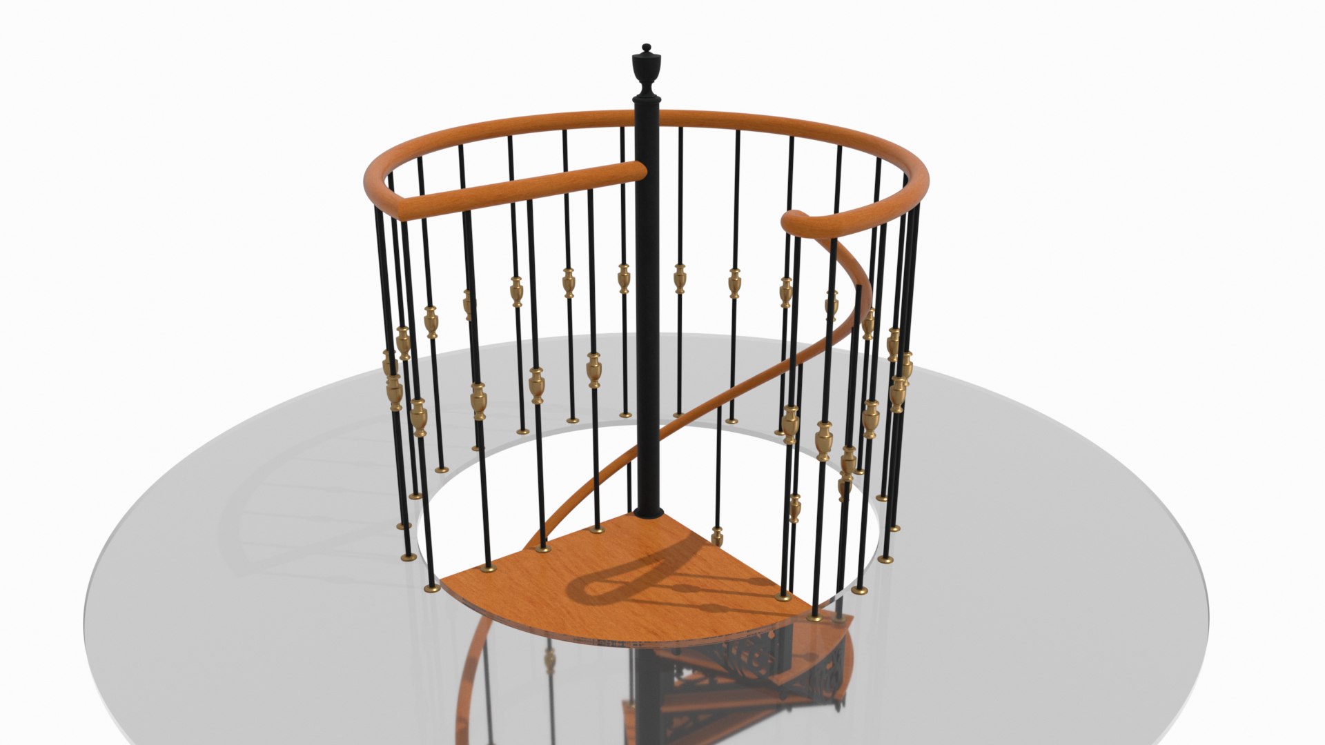 Stylish spiral stairs segmented 3D - TurboSquid 1502910