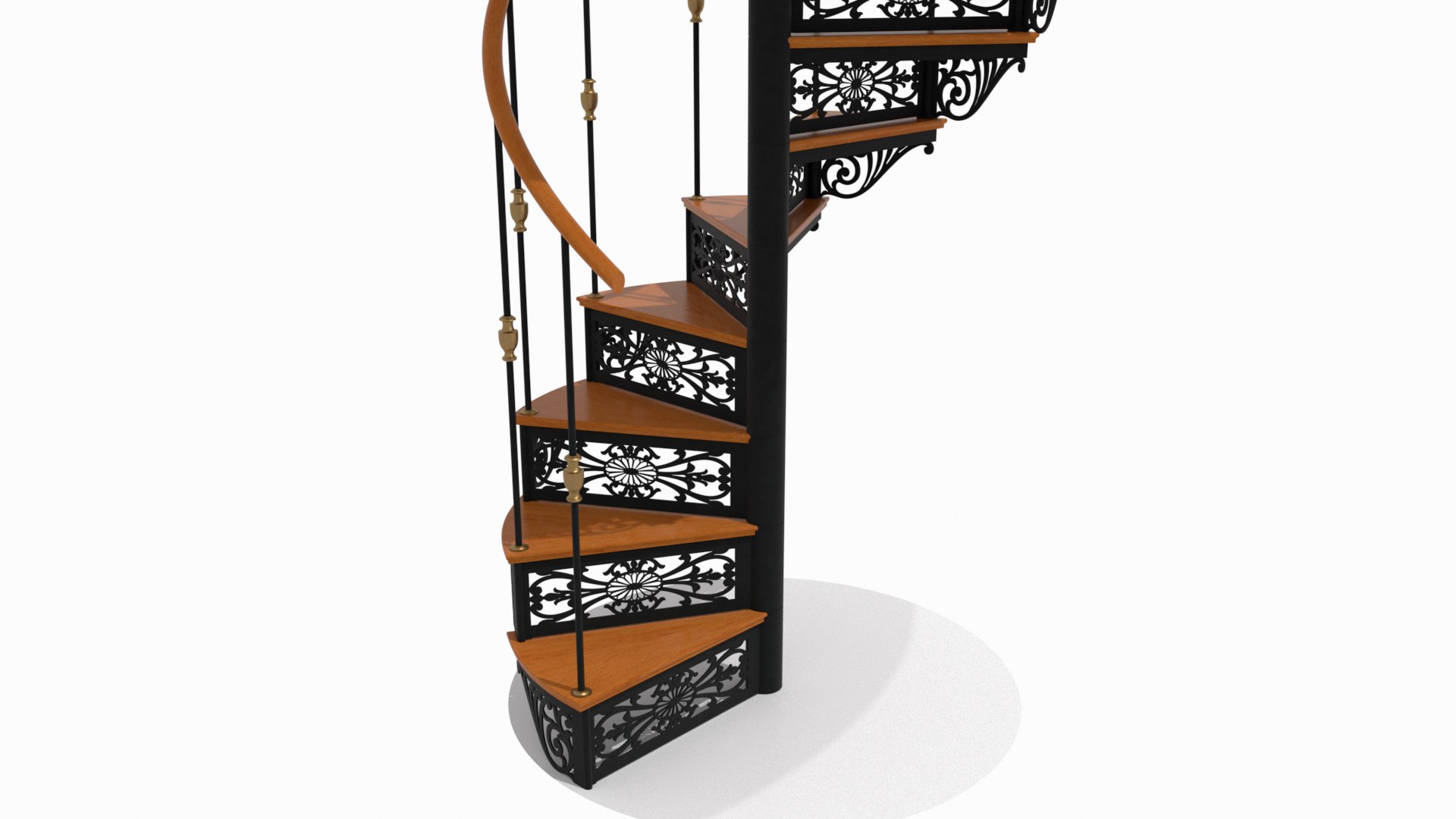 Stylish spiral stairs segmented 3D - TurboSquid 1502910