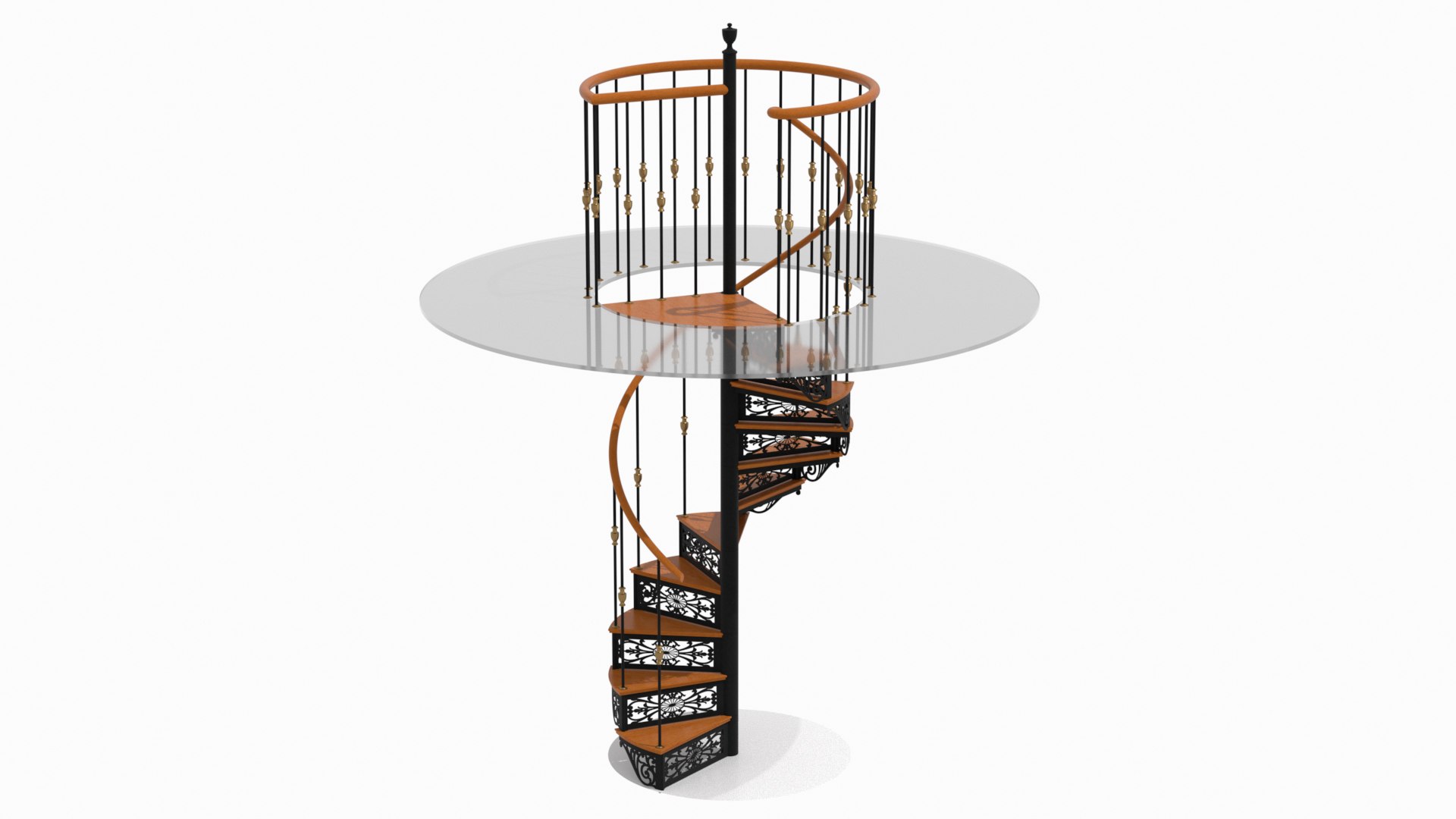 Stylish spiral stairs segmented 3D - TurboSquid 1502910