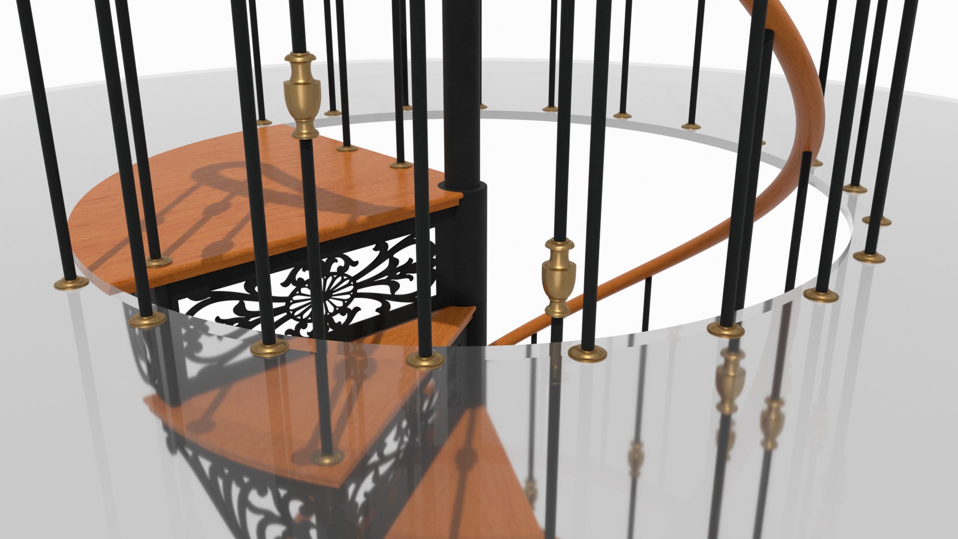 Stylish spiral stairs segmented 3D - TurboSquid 1502910