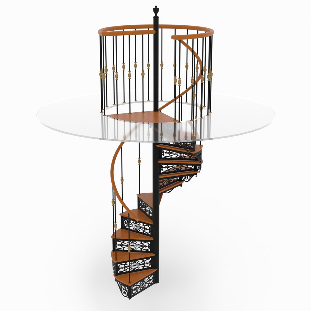 Stylish spiral stairs segmented 3D - TurboSquid 1502910