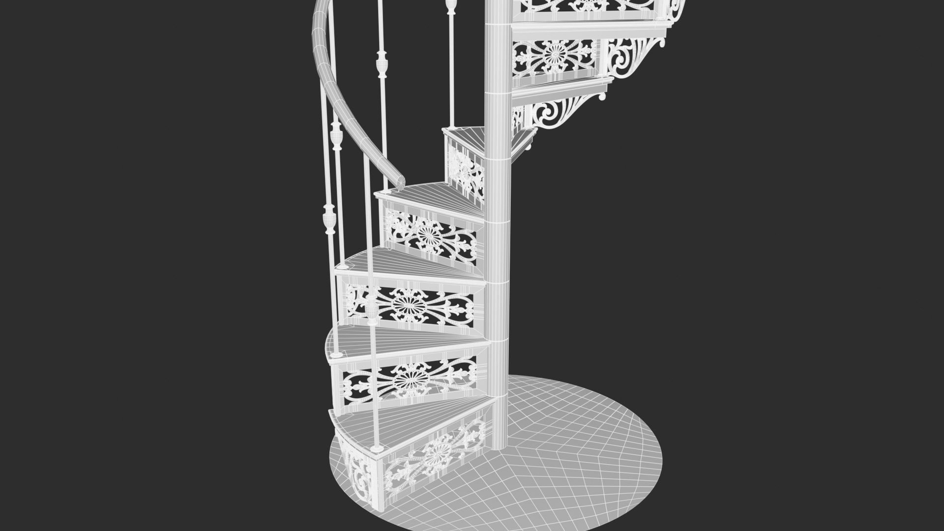 Stylish spiral stairs segmented 3D - TurboSquid 1502910