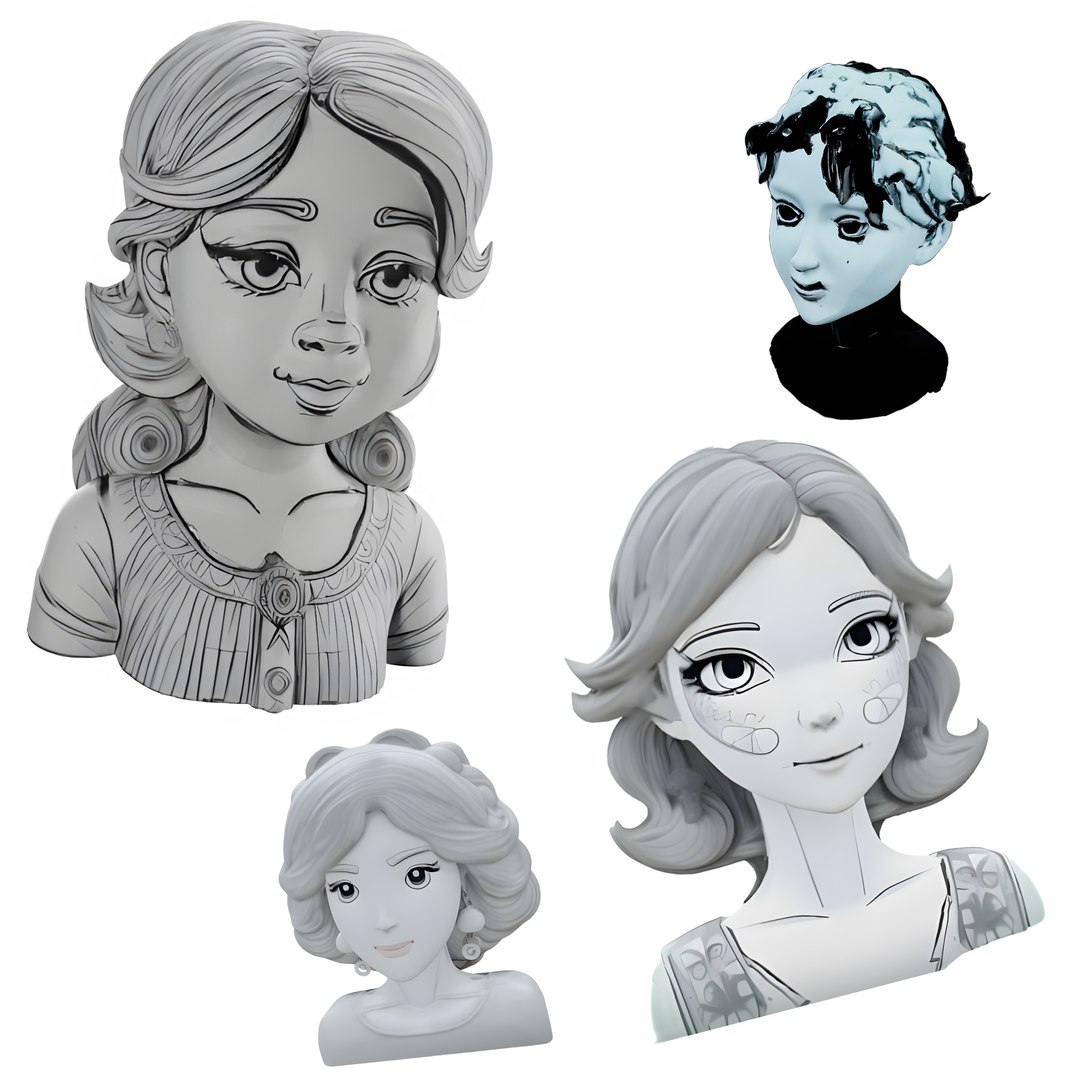 3D Elegant Stylized Female Bust Collection Model - TurboSquid 2311083