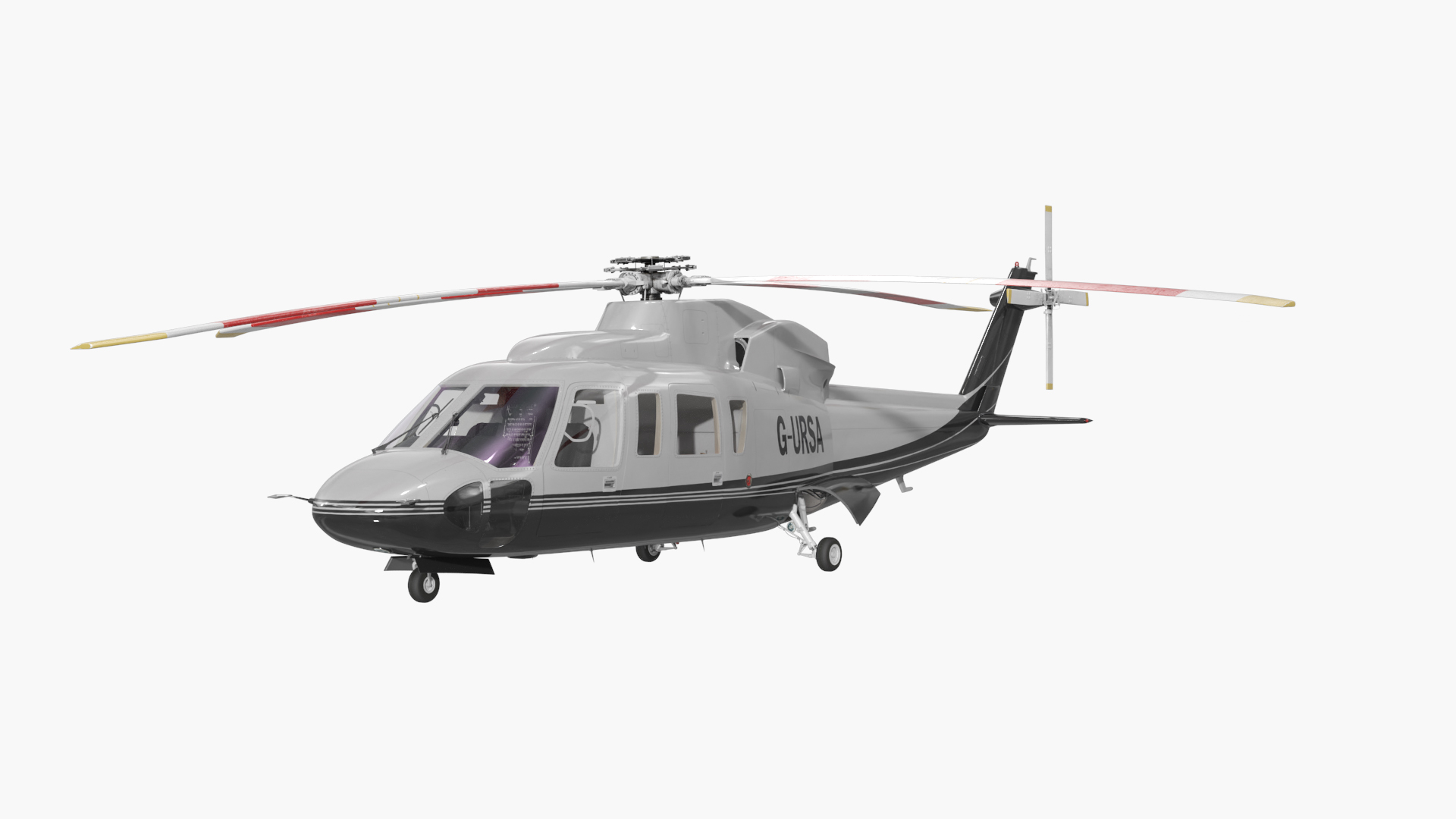 3D Sikorsky S-76 Civil Helicopter With Wheels Grey Rigged For Cinema 4D ...