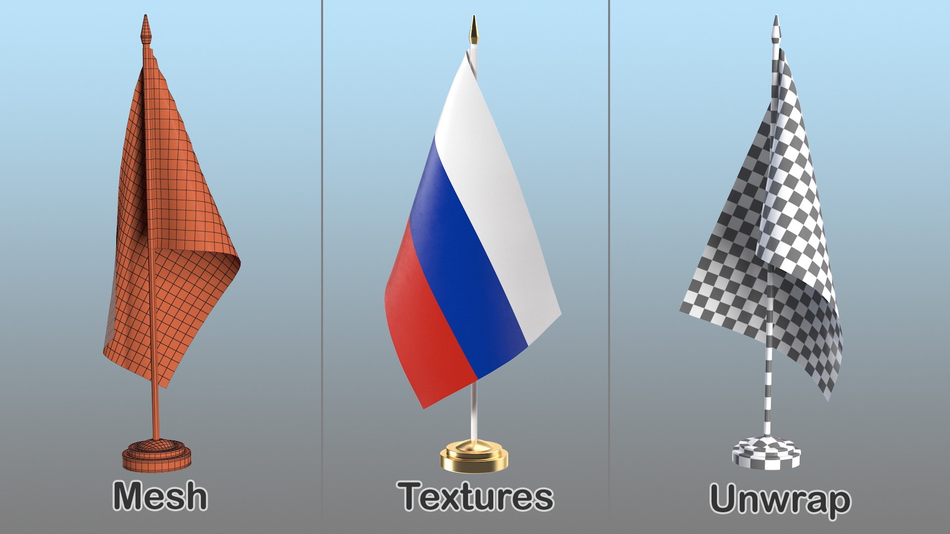 3D Table Flag Russia Model - TurboSquid 1476327