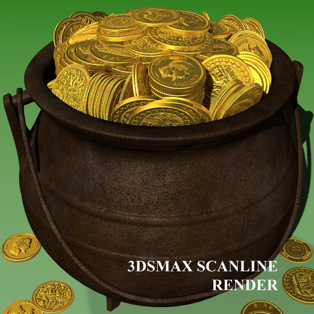 pot gold coin 3d c4d
