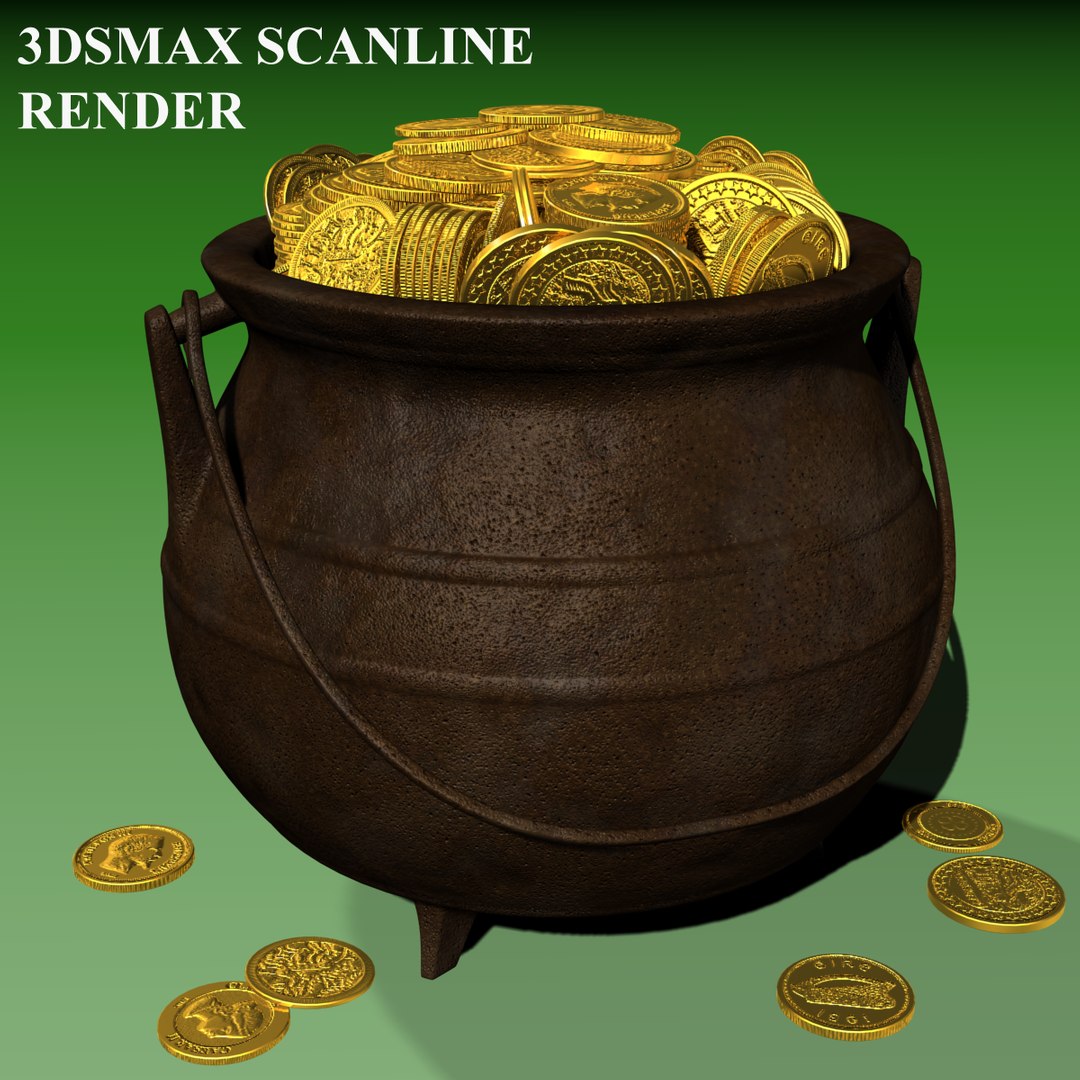 pot gold coin 3d c4d