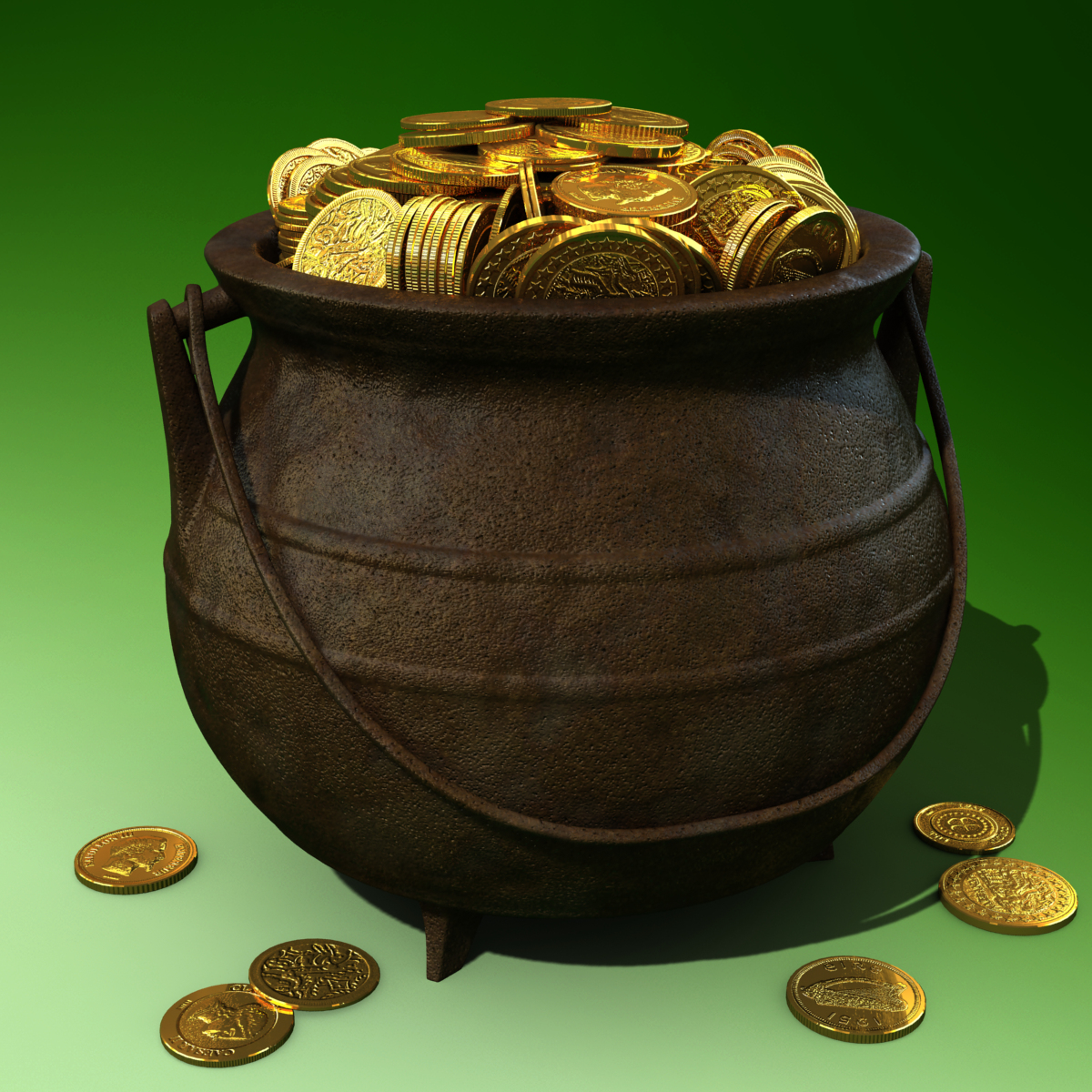 pot gold coin 3d c4d