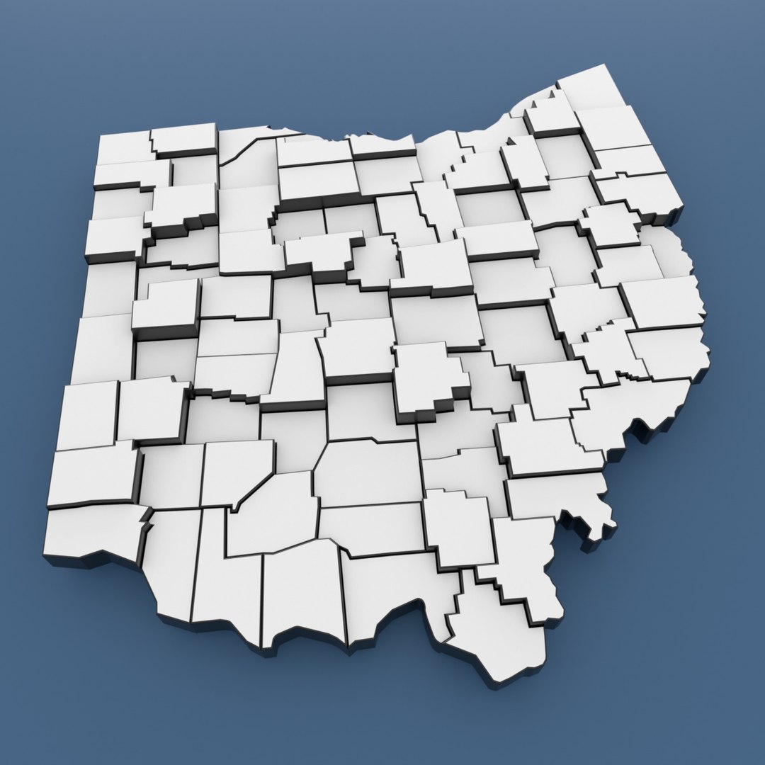 3D Ohio Counties - Map Of United States Of America USA - TurboSquid 2181495