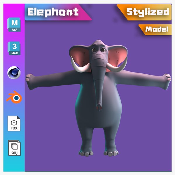 3D model Stylized Elephant NoRig - TurboSquid 2012660