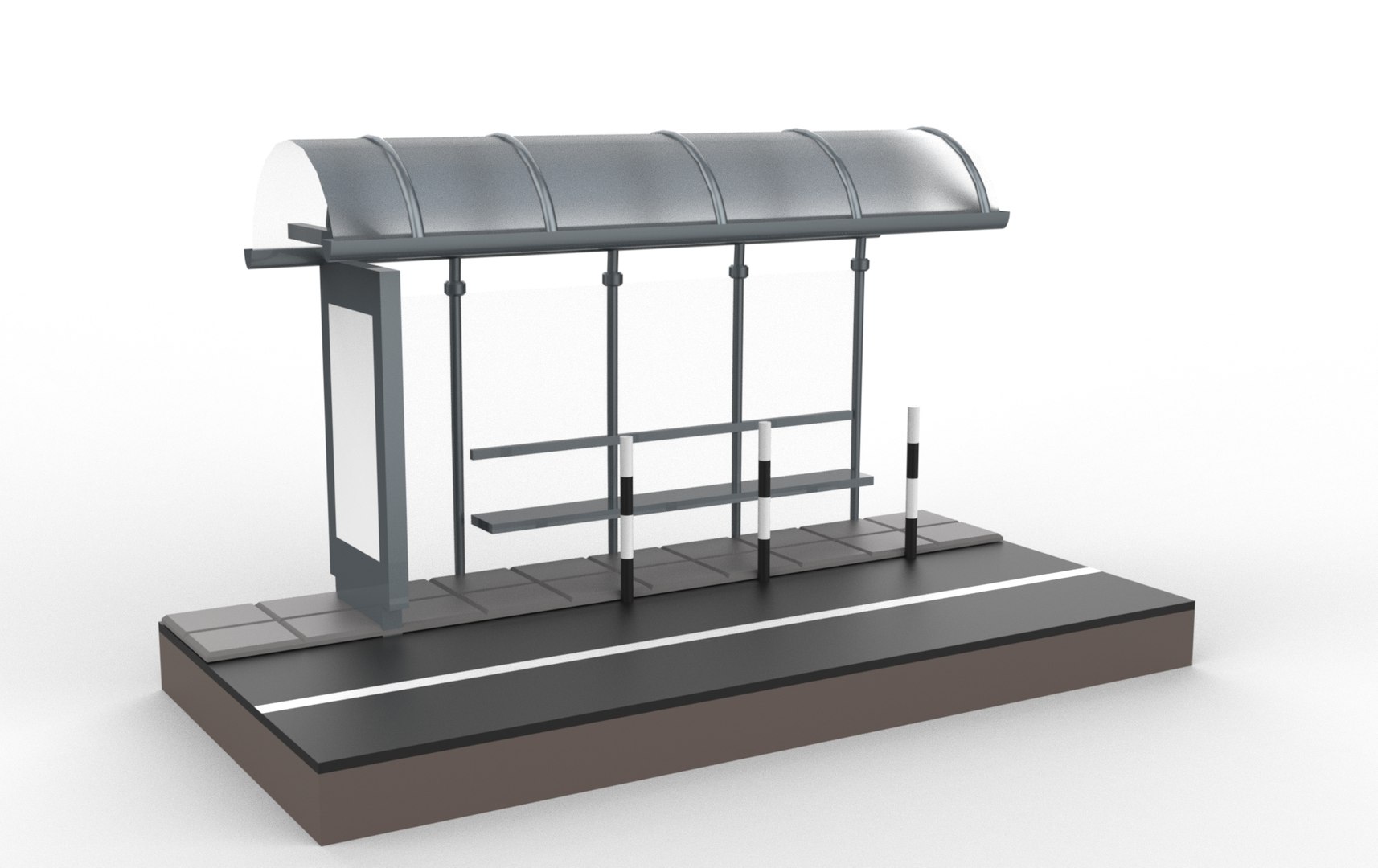 3D Bus Stop Low-poly 3D Model Model - TurboSquid 2334414