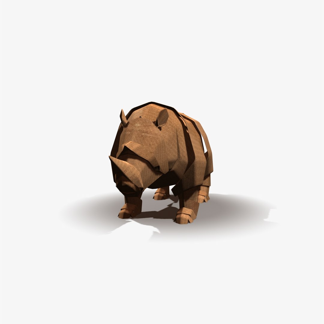 3d origami rhinoceros model