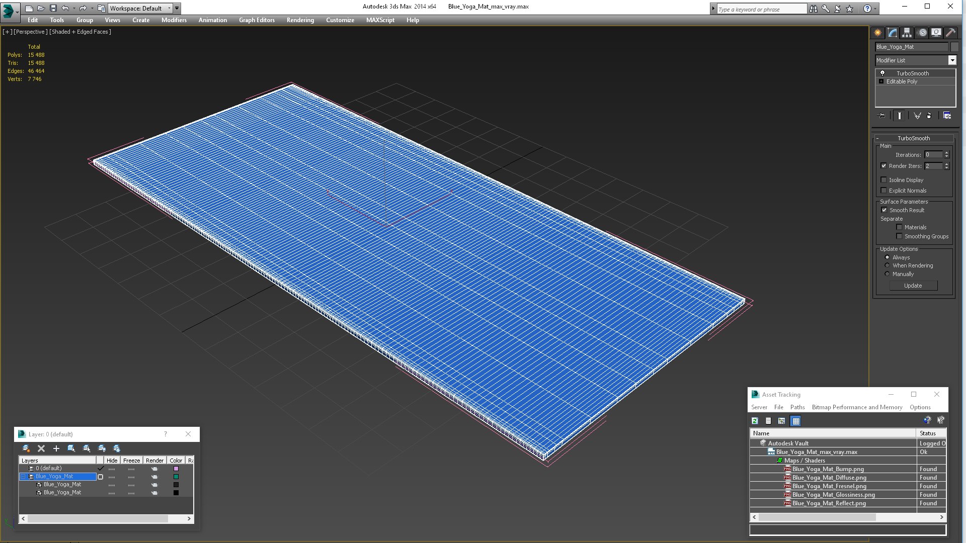 3D Blue Yoga Mat Model - TurboSquid 2141468