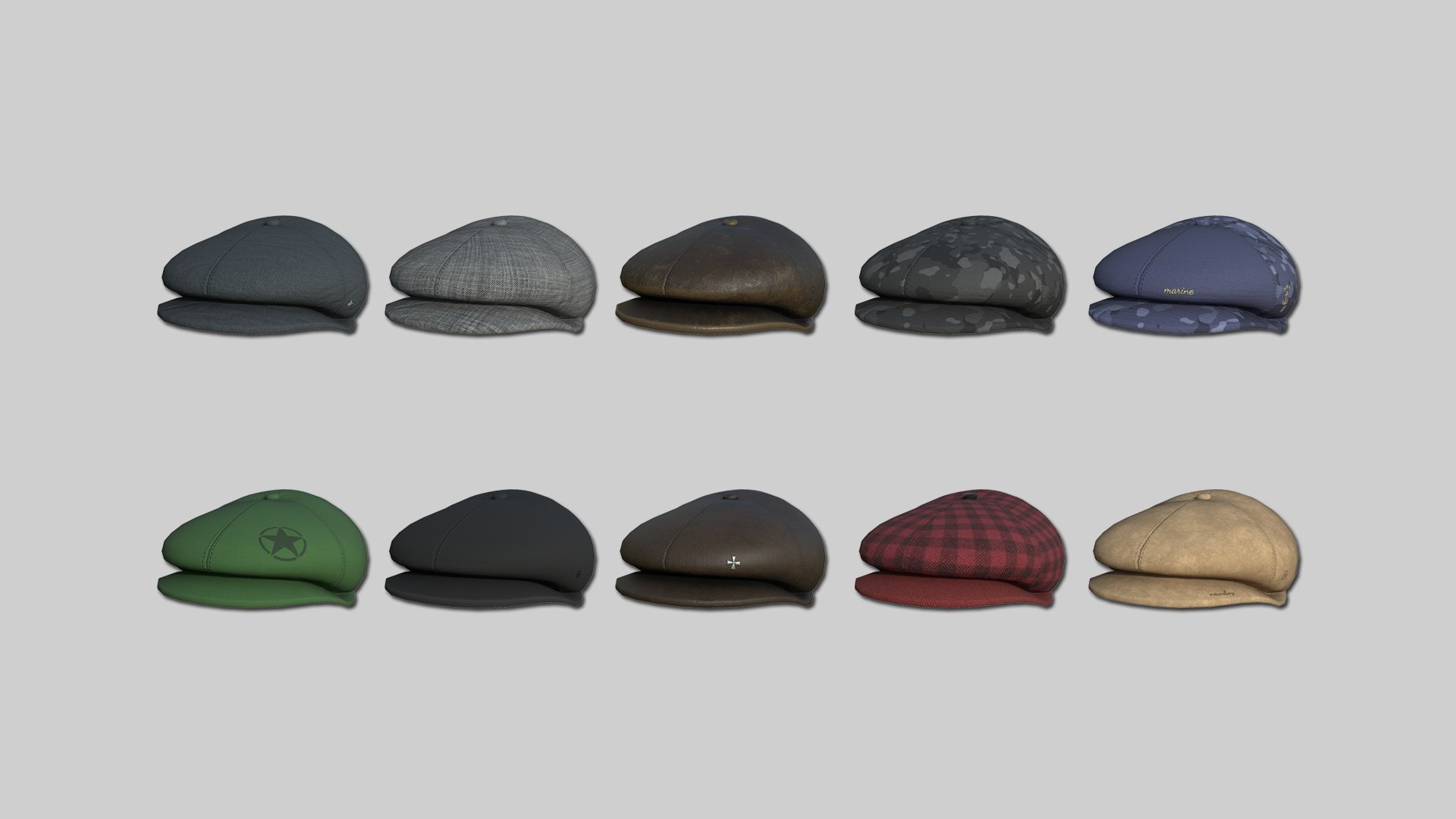 10 Newsboy Hat Collection - Character Fashion Design 3D model ...