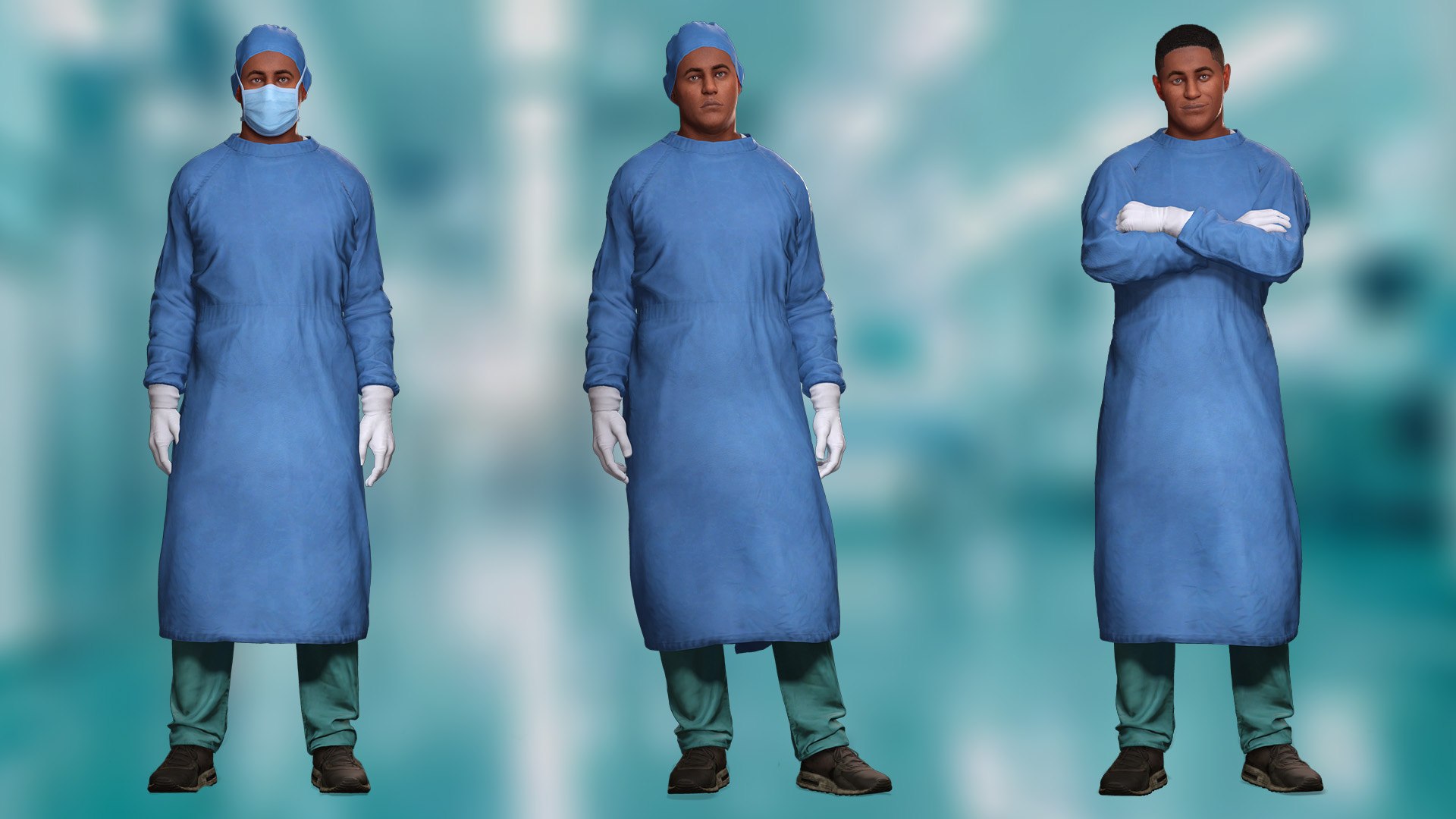 3D Surgeon In PPE 3D Model Rigged Game Ready - TurboSquid 2353037