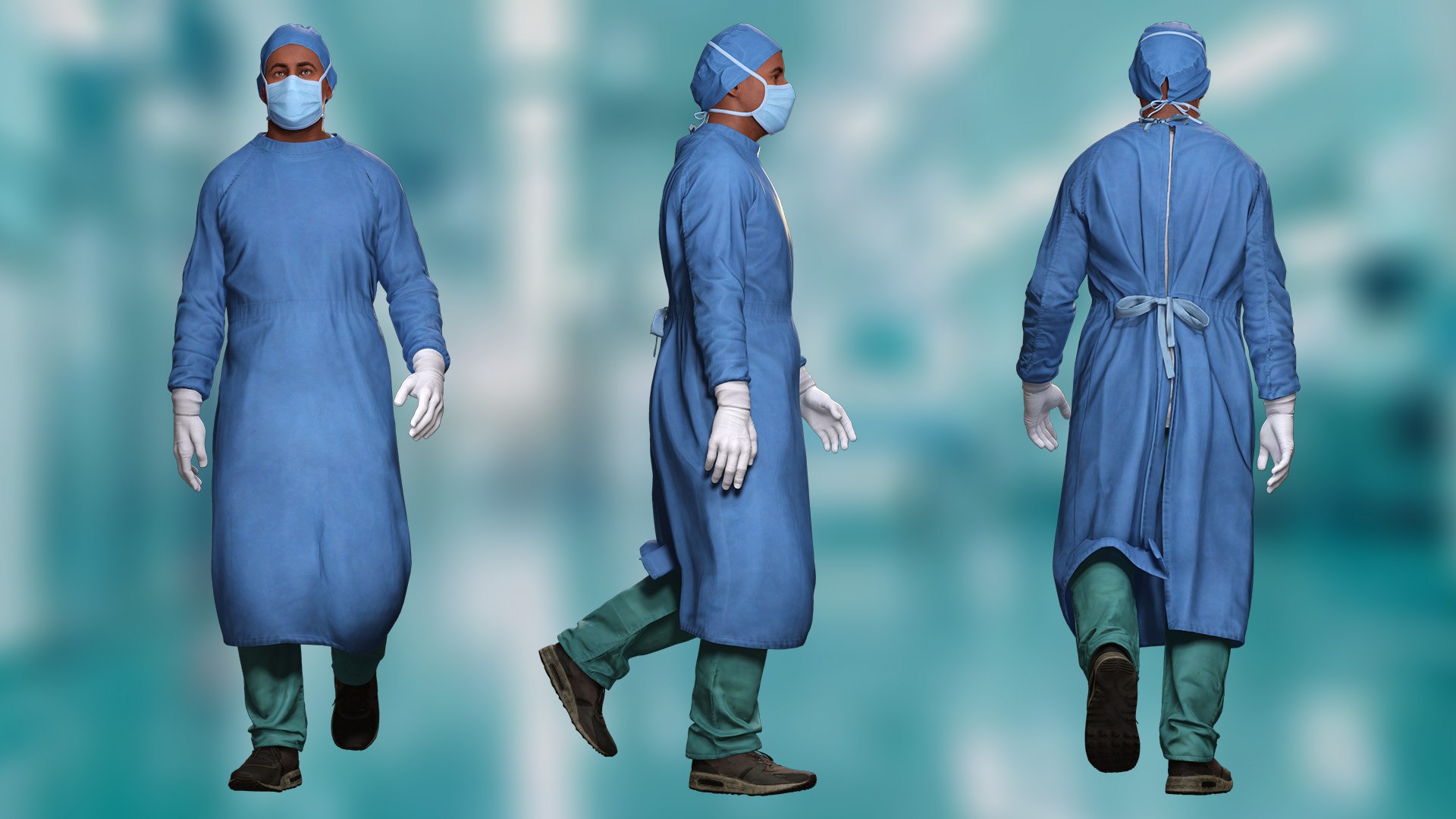 3D Surgeon In PPE 3D Model Rigged Game Ready - TurboSquid 2353037
