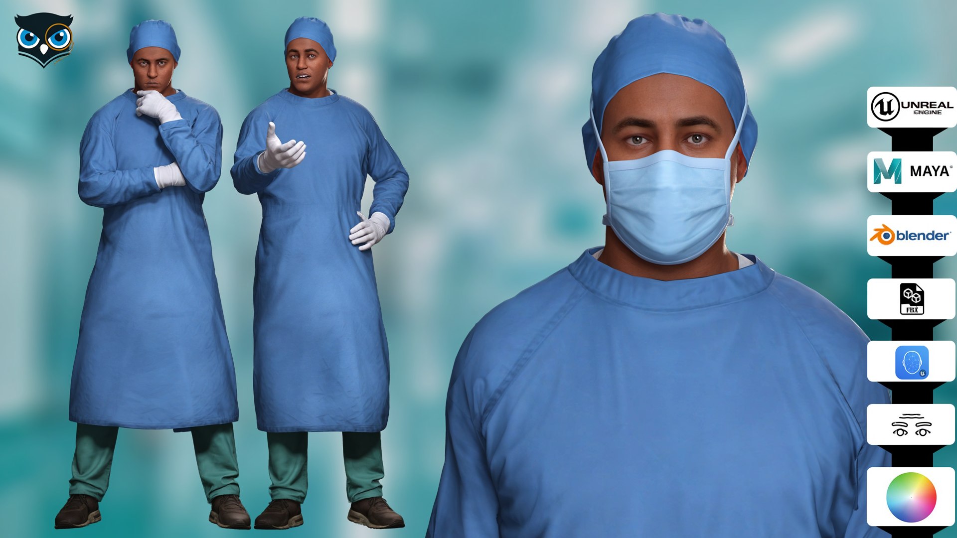 3D Surgeon In PPE 3D Model Rigged Game Ready - TurboSquid 2353037