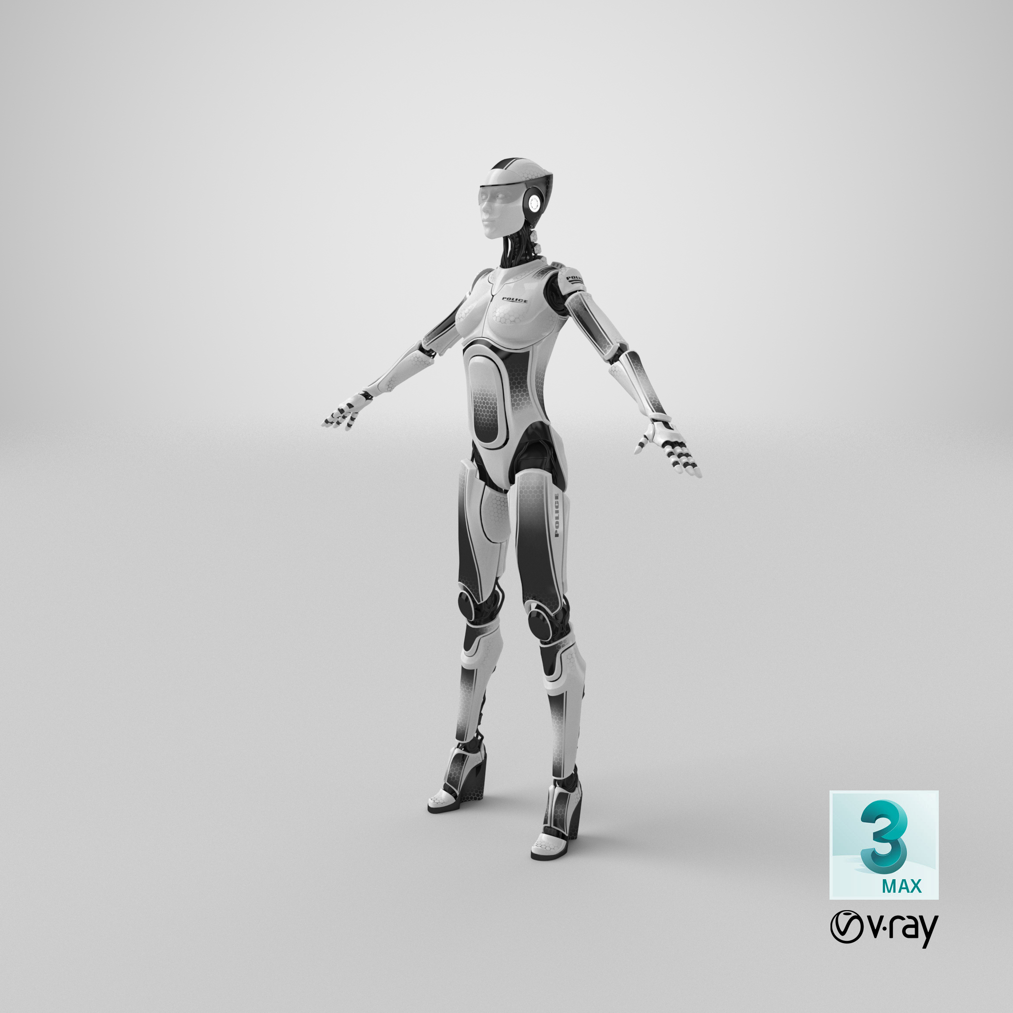 Female cyborg robot police officer 3D model - TurboSquid 1713802