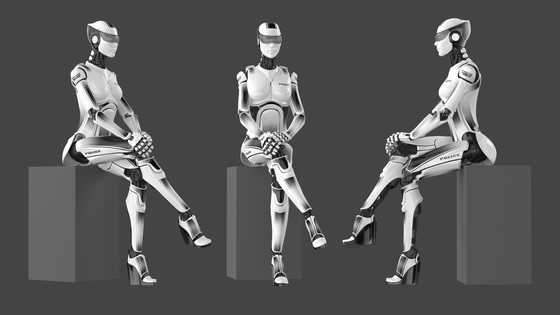 Female cyborg robot police officer 3D model - TurboSquid 1713802