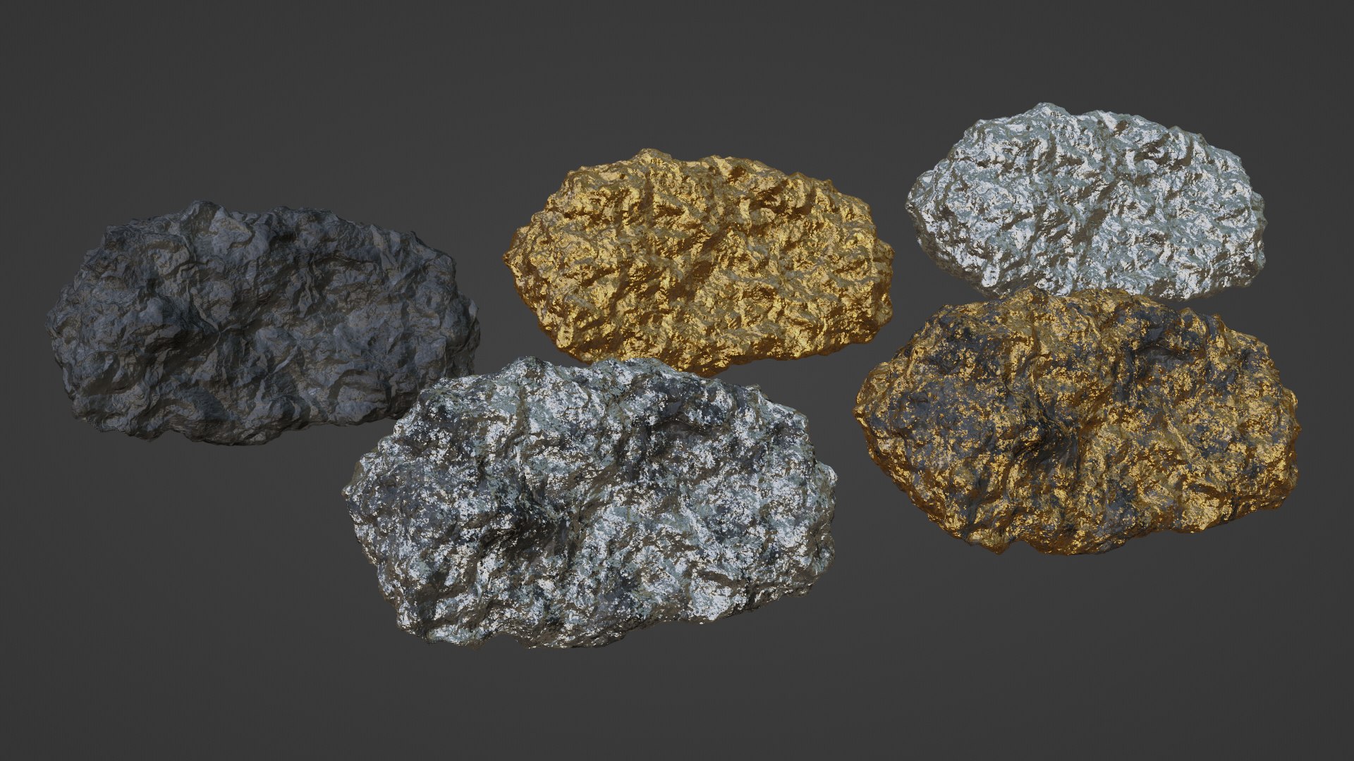 3D Gold Silver Nuggets Model - TurboSquid 2061438