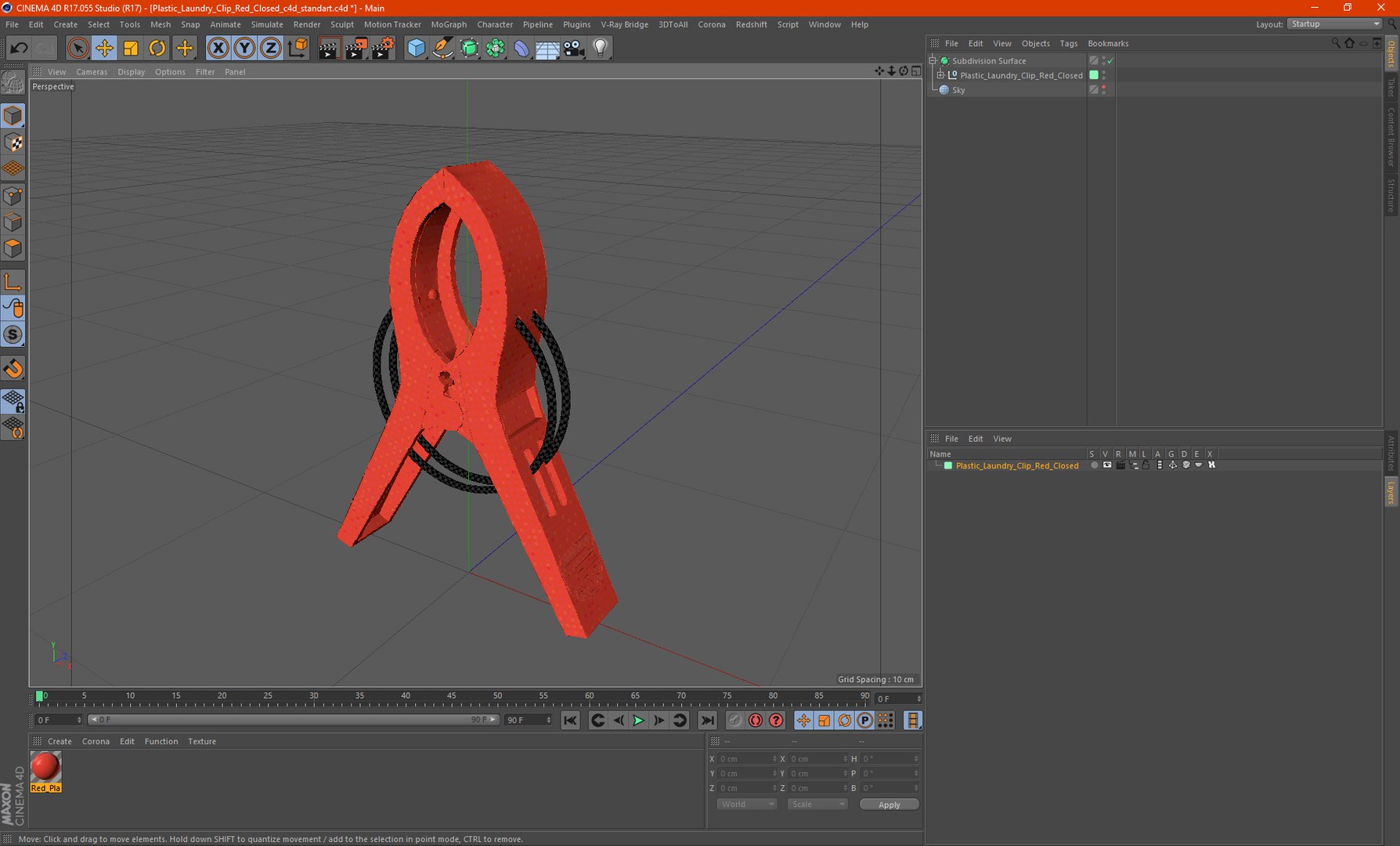 3D Plastic Laundry Clip Red Closed Model - TurboSquid 1991536