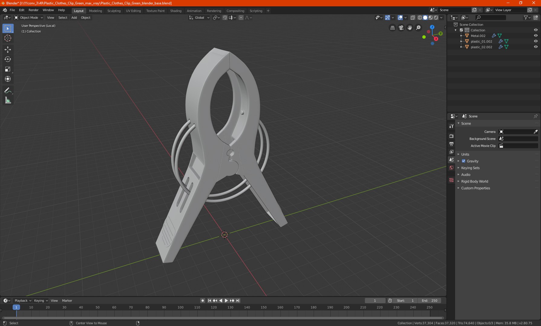 3D Plastic Laundry Clip Red Closed Model - TurboSquid 1991536