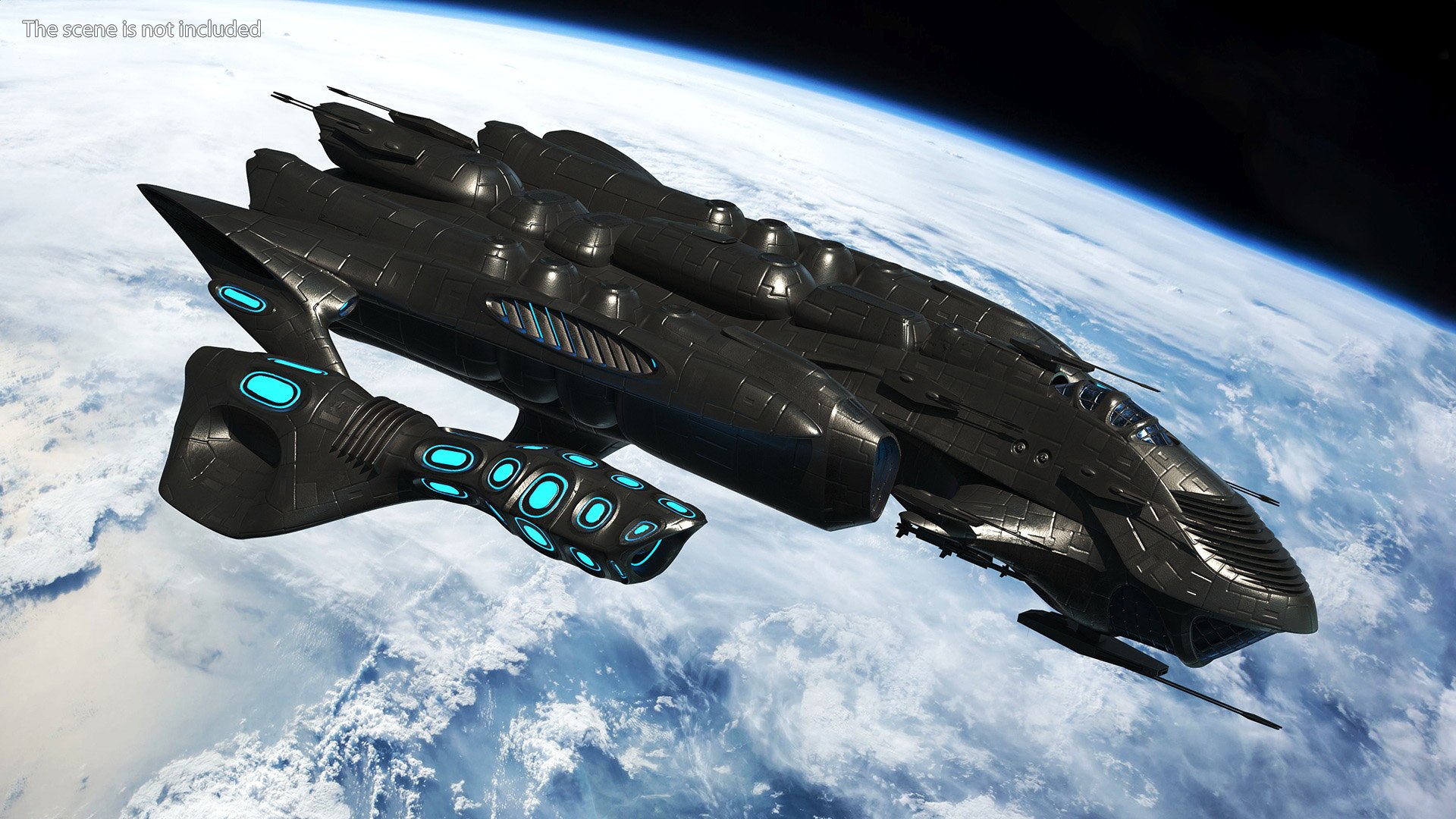 Sci-Fi Space Warship Black 3D Model - TurboSquid 2224896