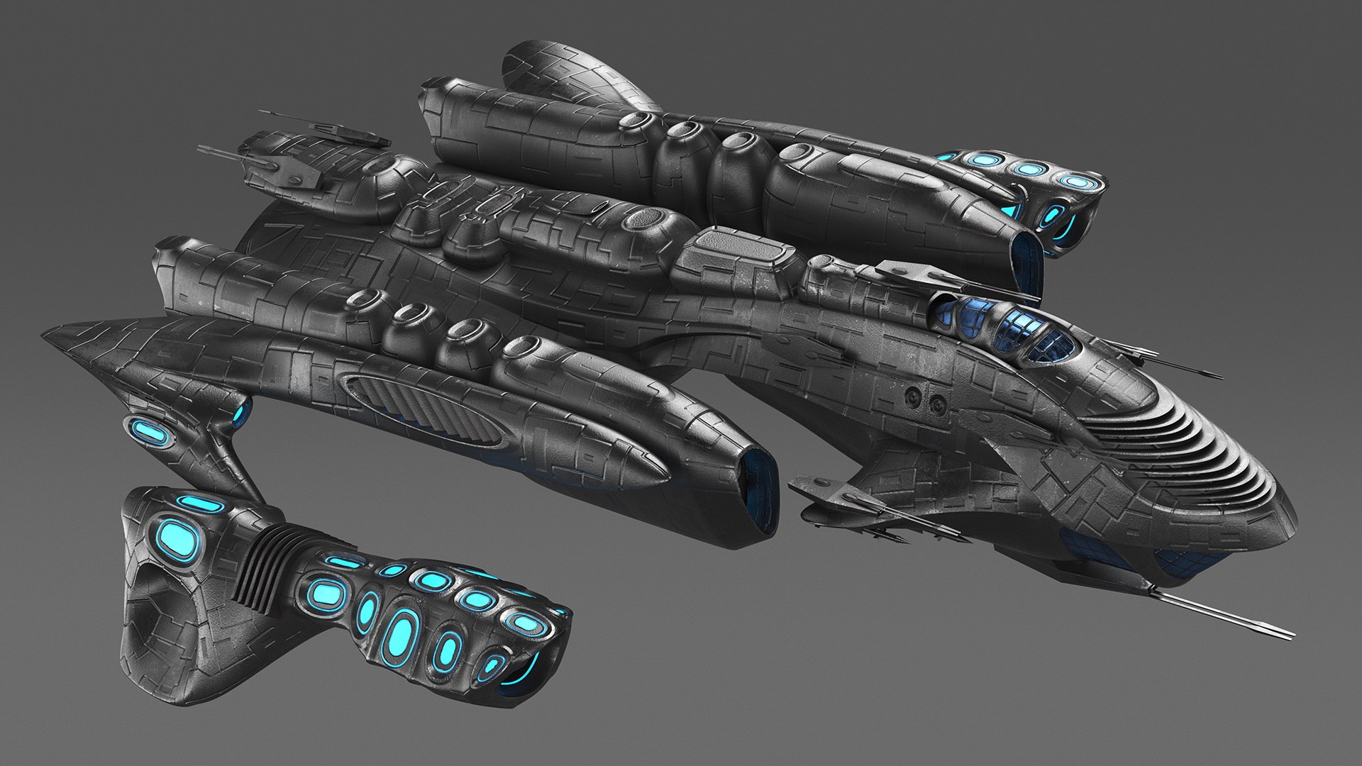 Sci-Fi Space Warship Black 3D Model - TurboSquid 2224896