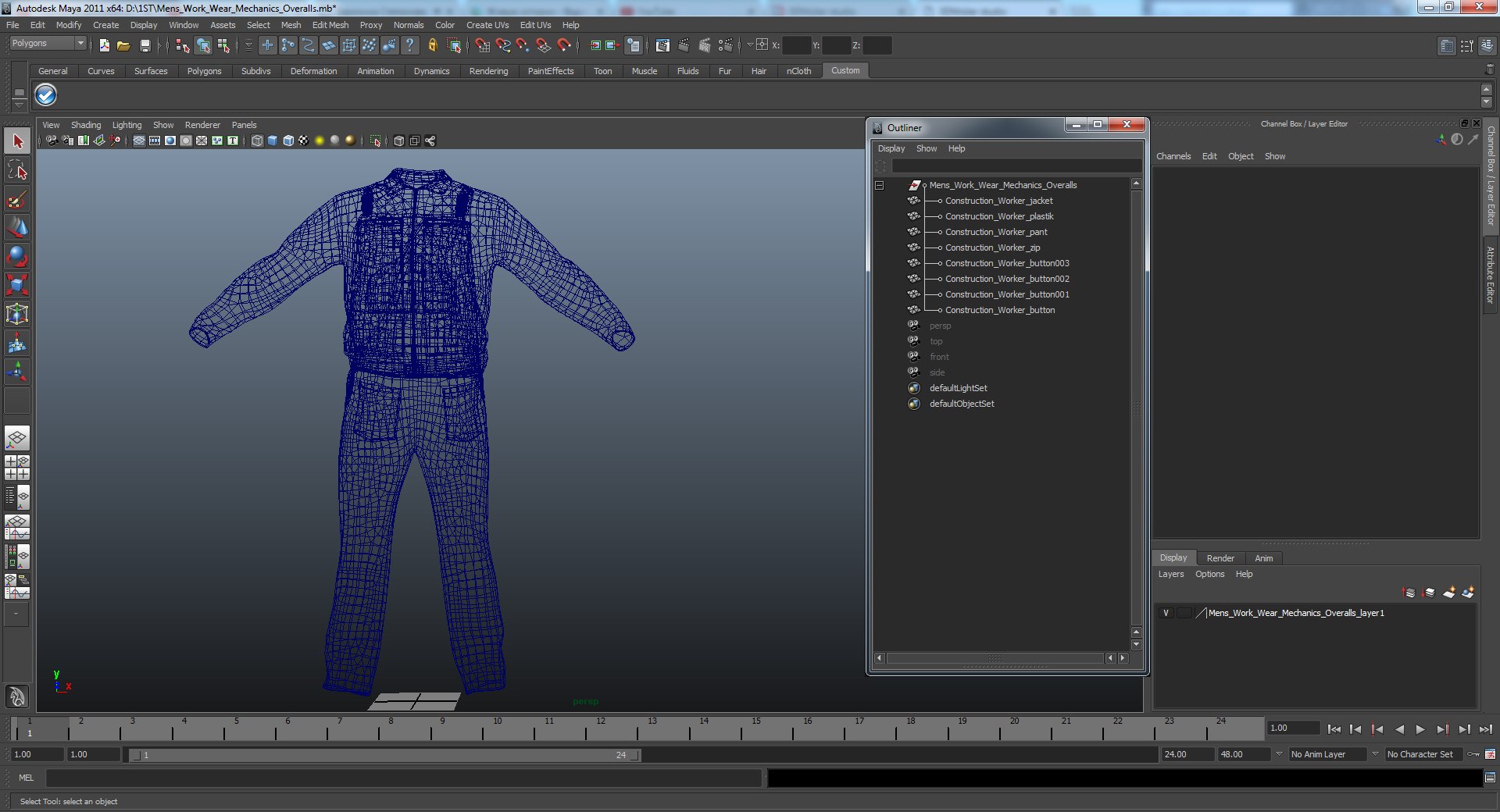 long sleeve coveralls uniform 3d model