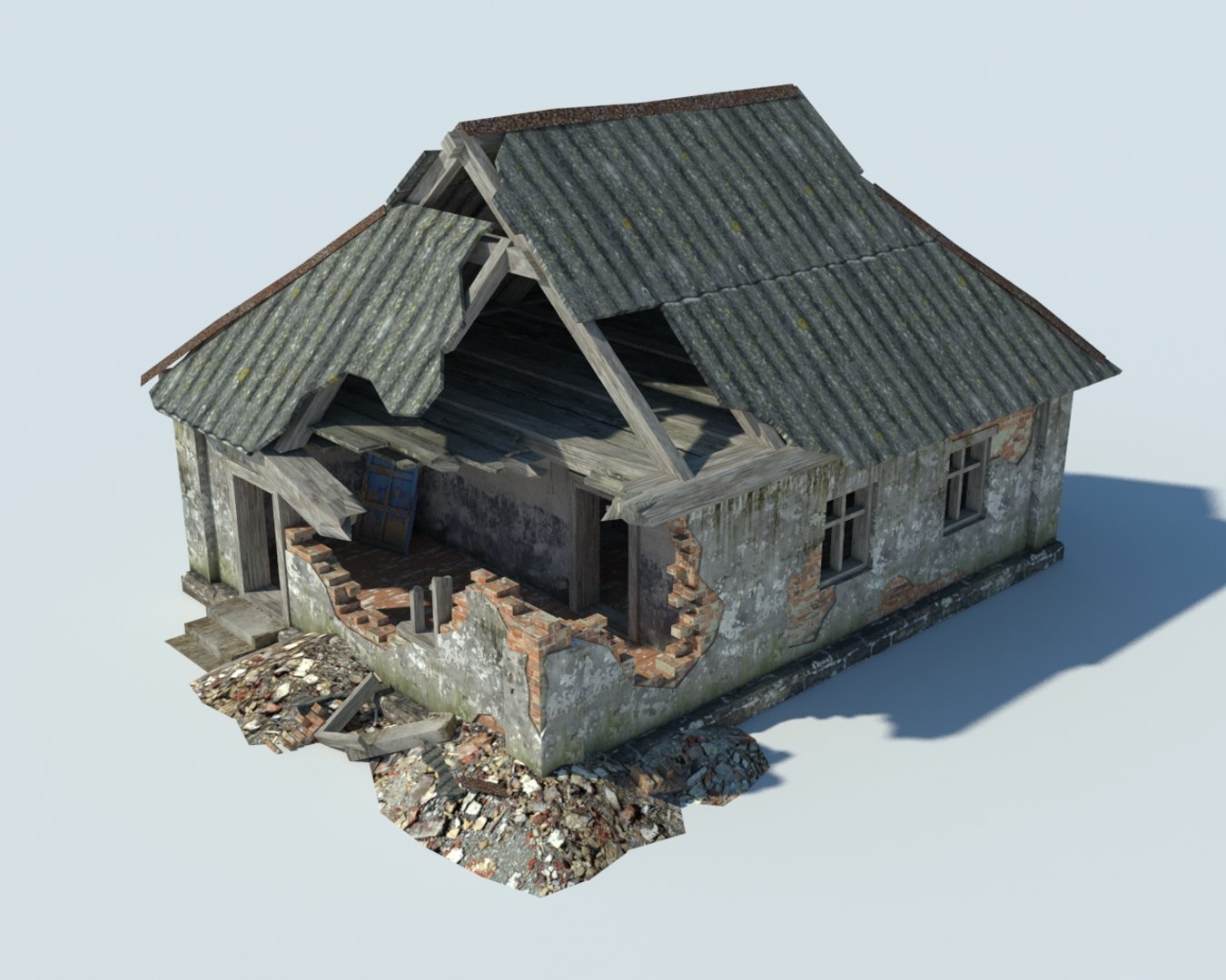 3d partially destroyed brick