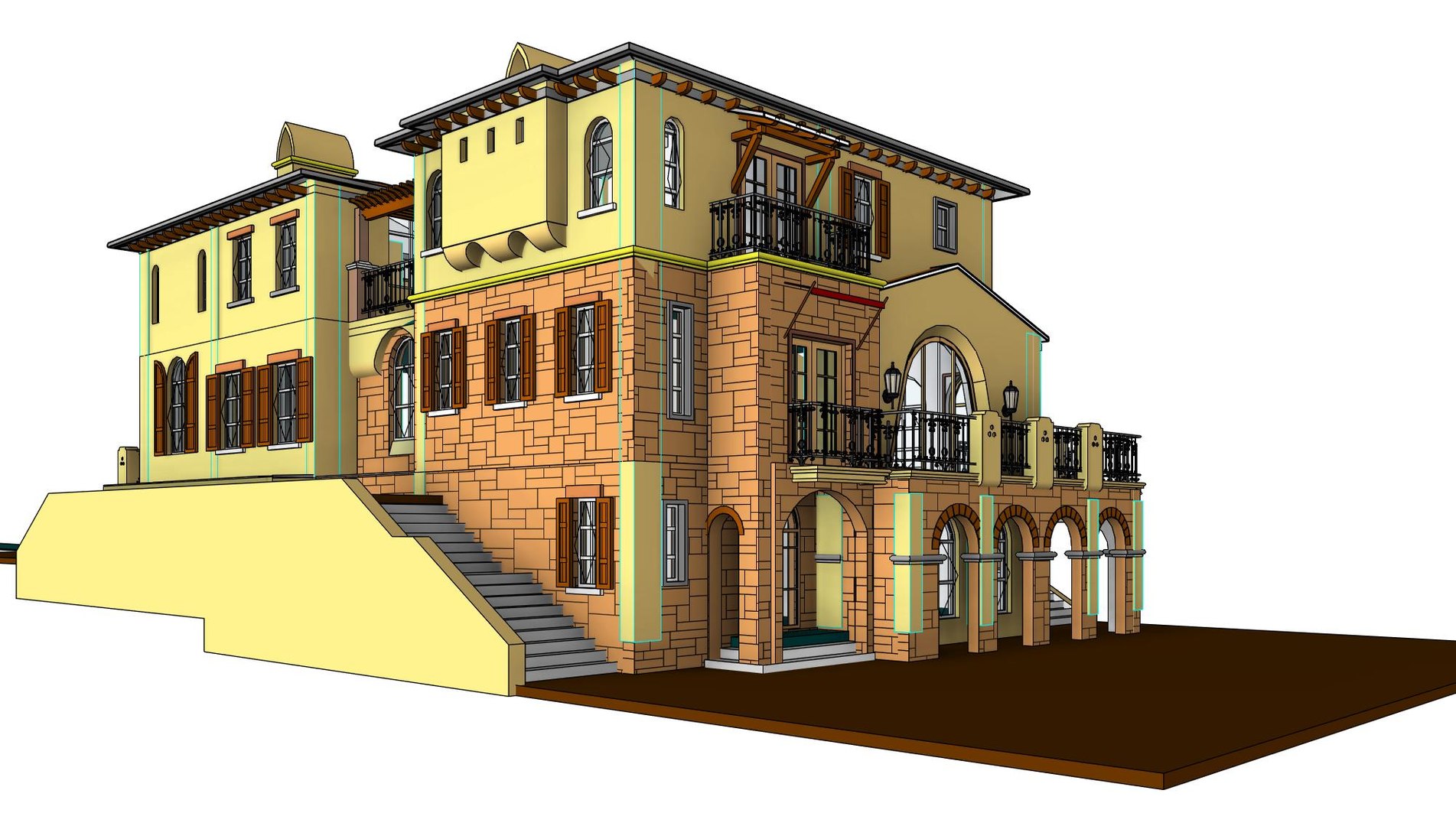 3D 3 storey house architectural - TurboSquid 1557108
