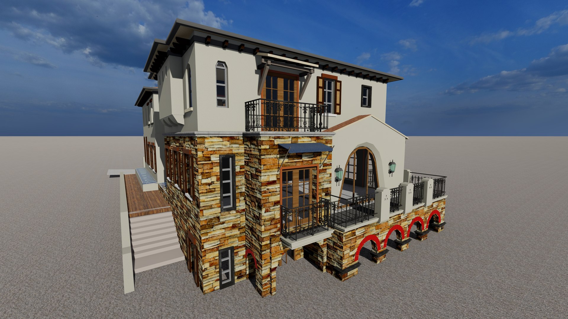 3D 3 storey house architectural - TurboSquid 1557108