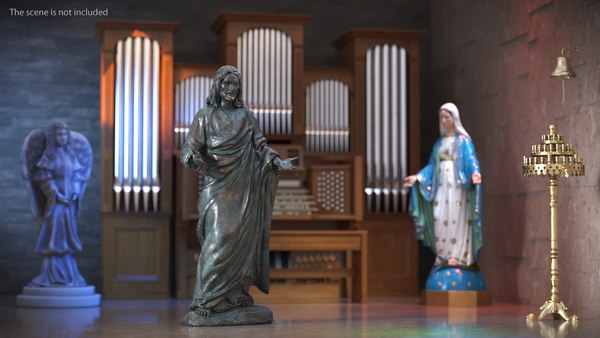 modèle 3D de Statue de Jésus-Christ en bronze patiné vieilli ...