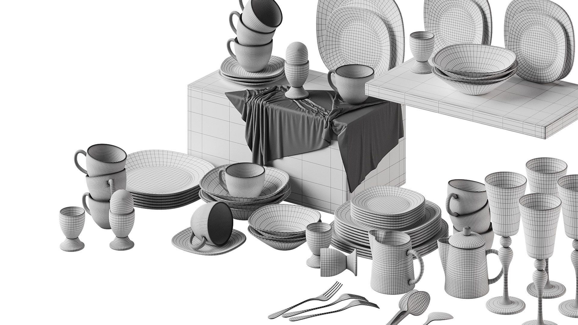 3D Dish Set 2 - TurboSquid 2366042