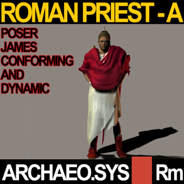 3d roman priest flamen set model