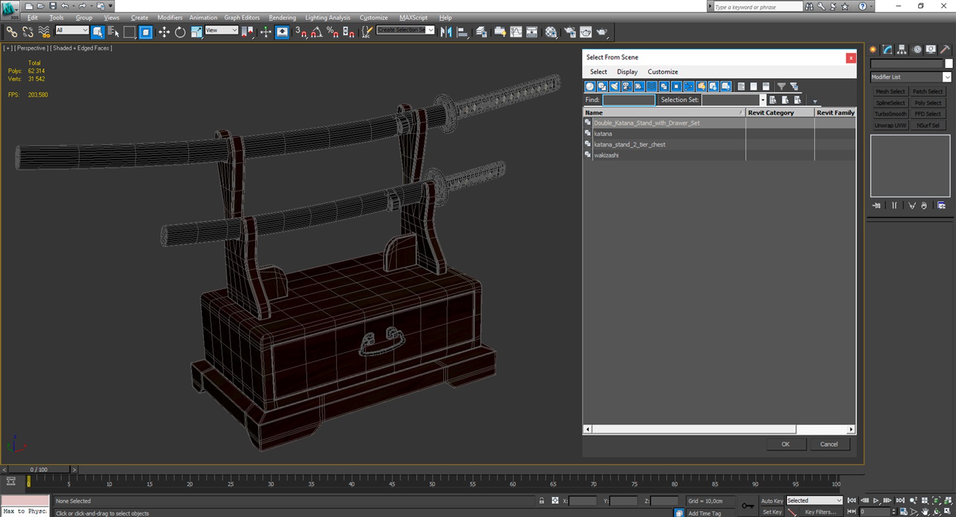 double katana stand drawer 3d model