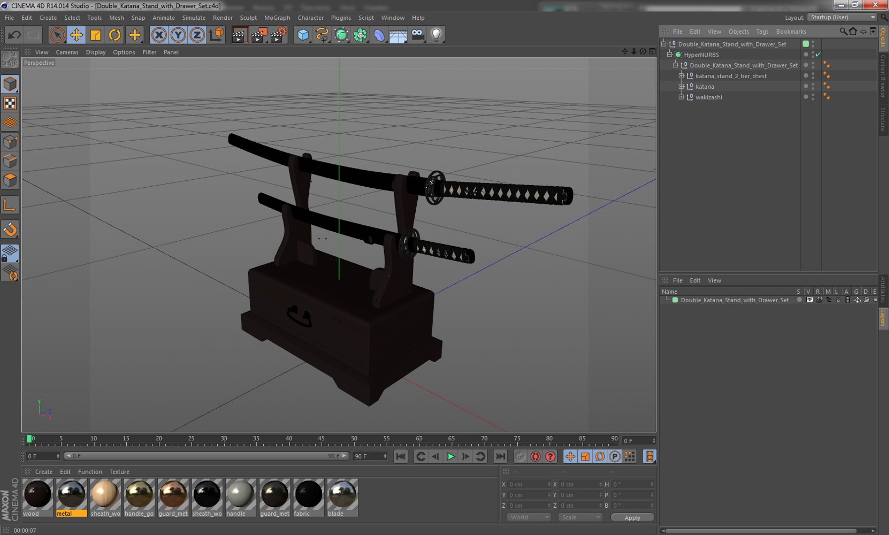 double katana stand drawer 3d model