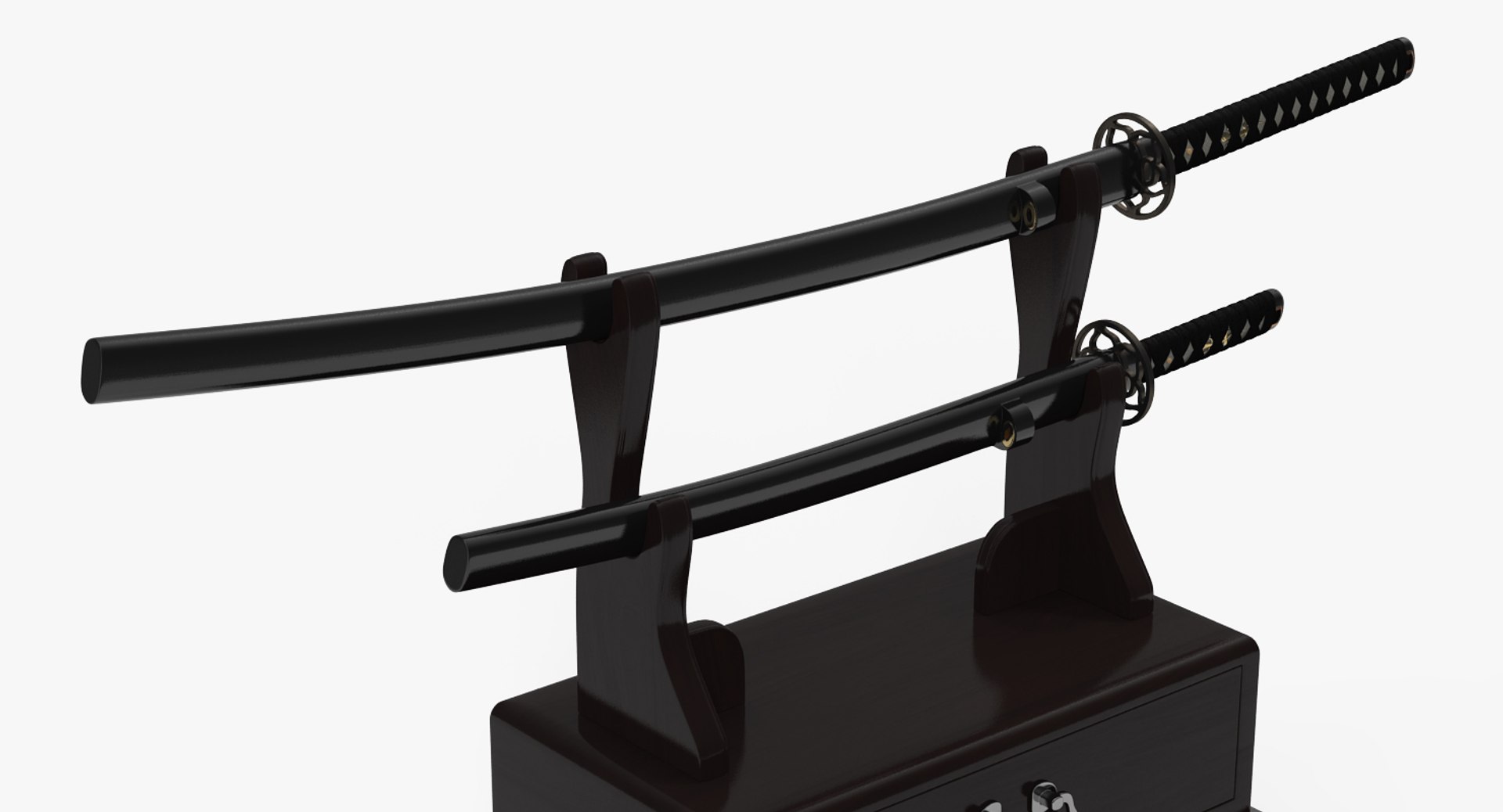 double katana stand drawer 3d model