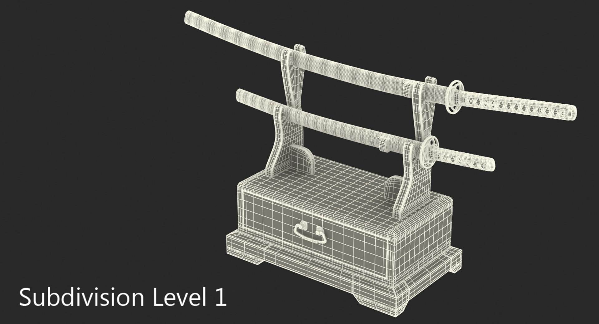double katana stand drawer 3d model