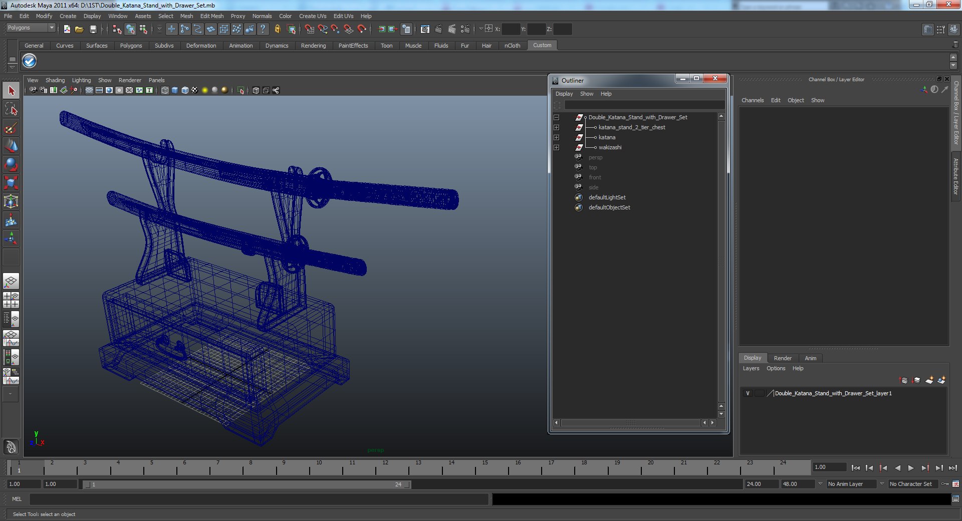 double katana stand drawer 3d model
