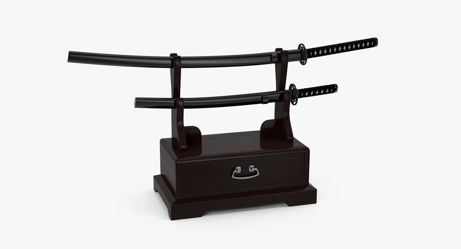 double katana stand drawer 3d model
