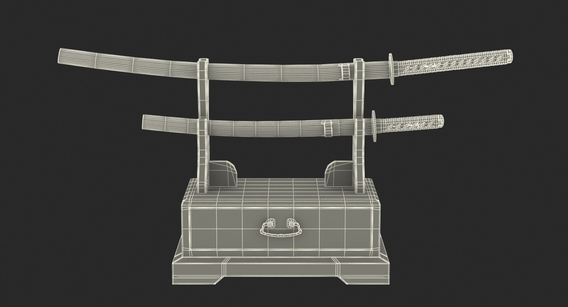 double katana stand drawer 3d model