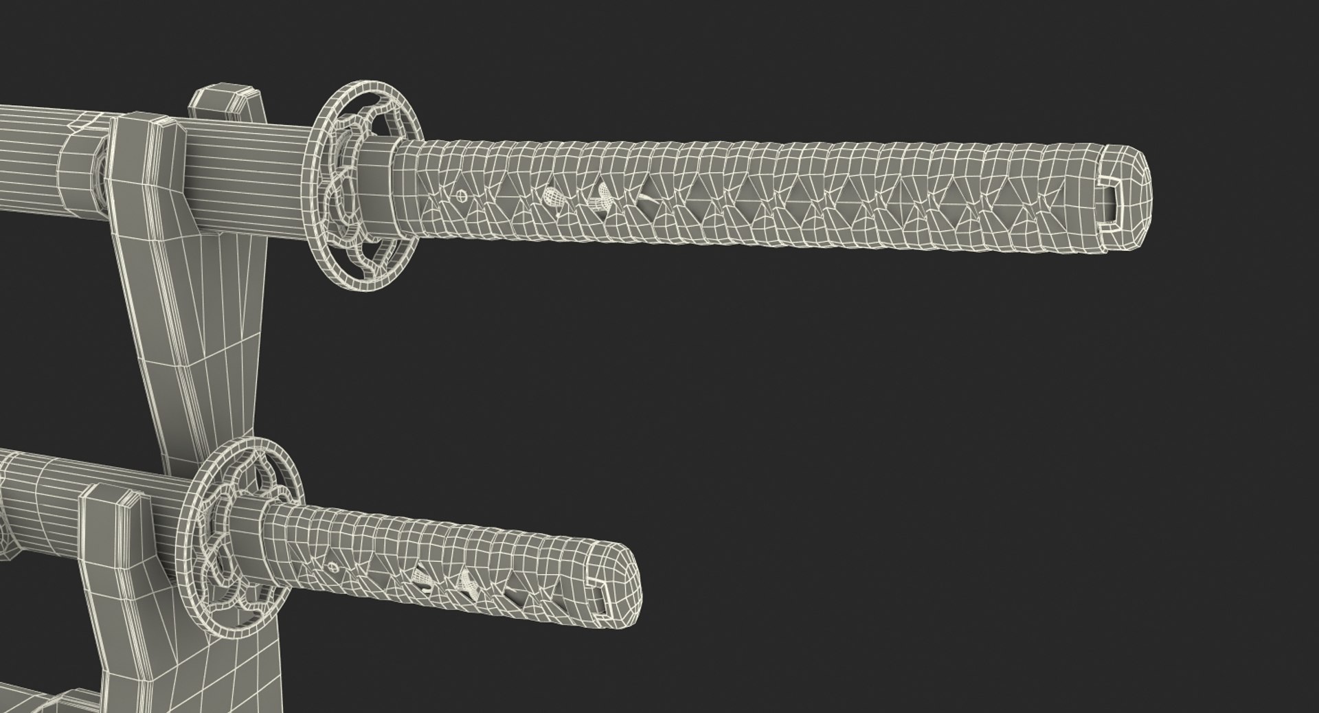 double katana stand drawer 3d model