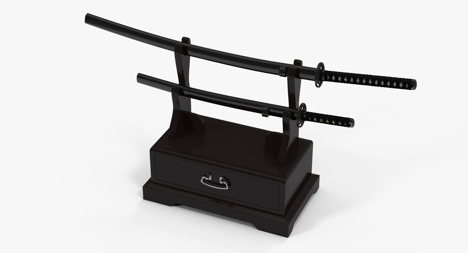 double katana stand drawer 3d model